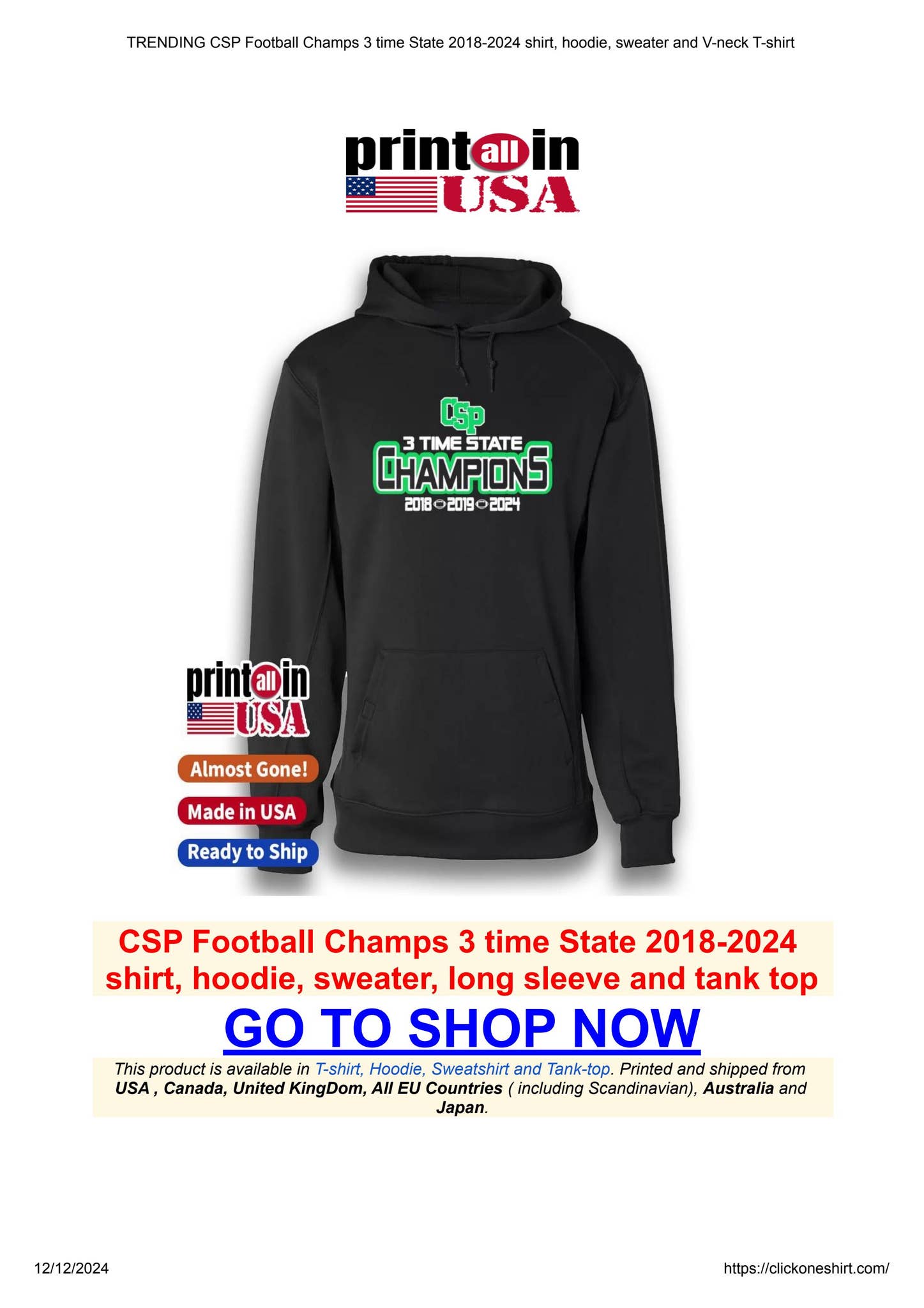CSP Football Champs 3 time State 2018-2024 shirt by Design AT Shop - Issuu