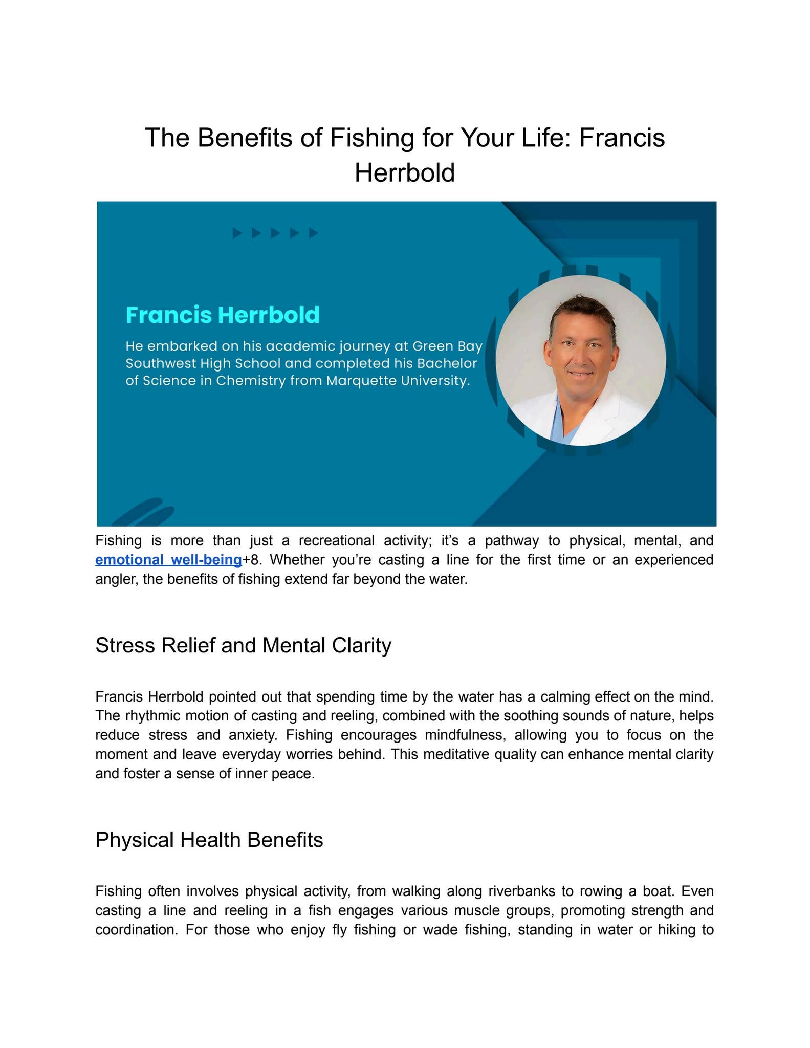 The Benefits of Fishing for Your Life_ Francis Herrbold by Francis ...