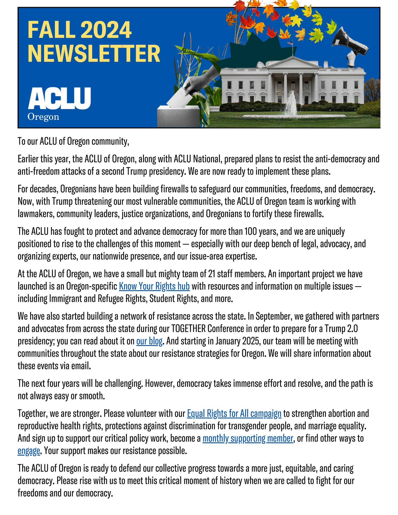Quarterly Newsletter Vol. 3, Fall 2024 by ACLU of Oregon - Issuu