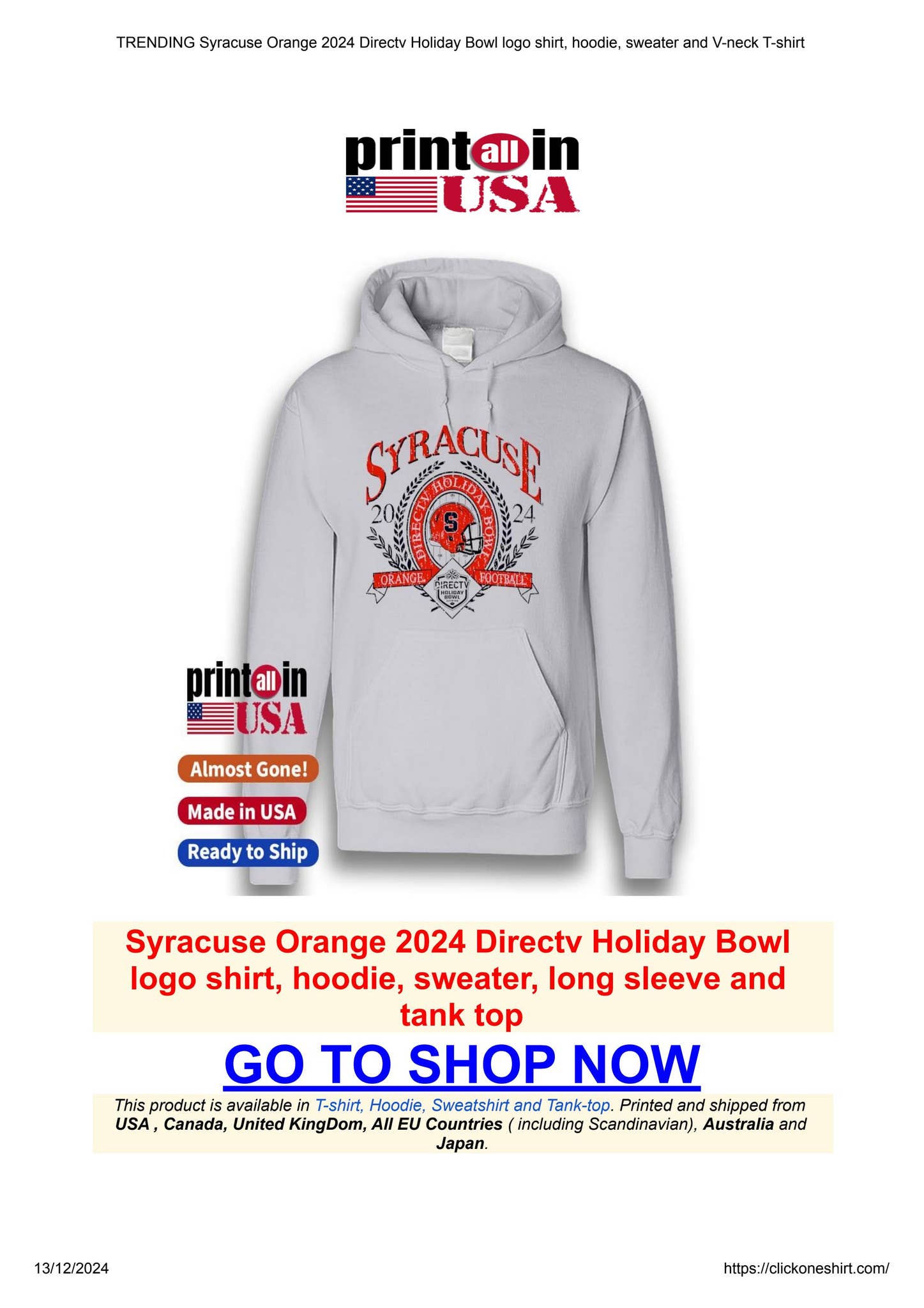 Syracuse Orange 2024 Directv Holiday Bowl logo shirt by Design AT Shop ...