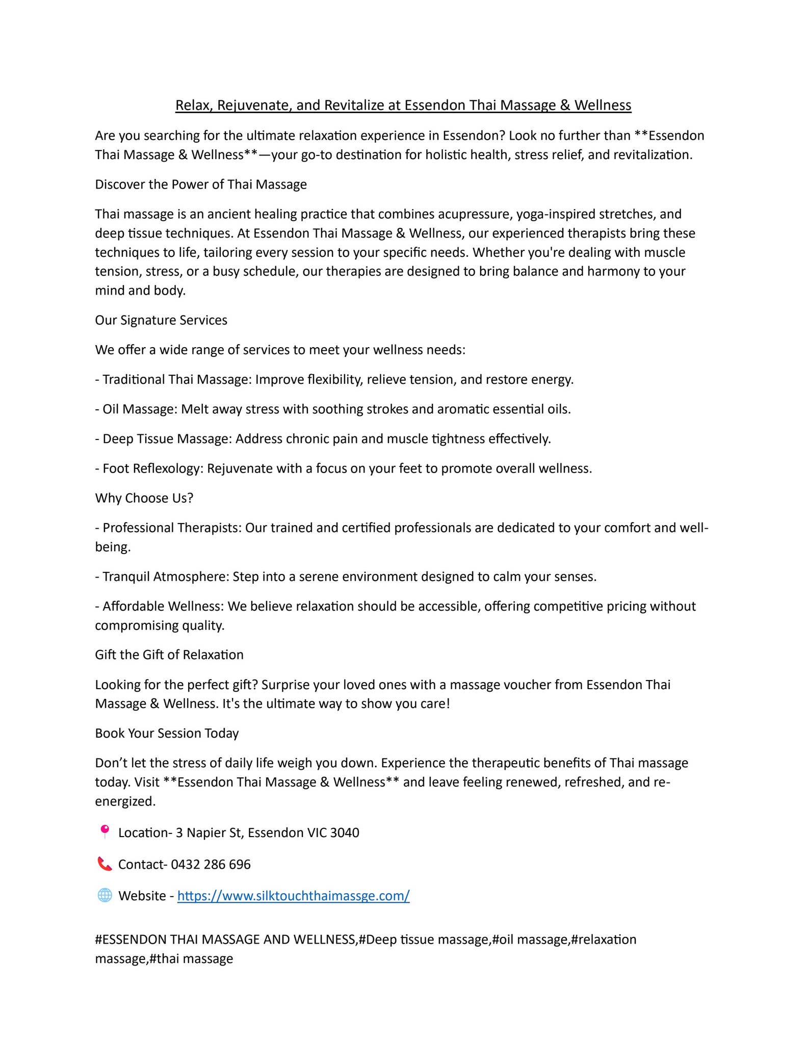 ESSENDON THAI MASSAGE AND WELLNESS by Jassi Edward - Issuu