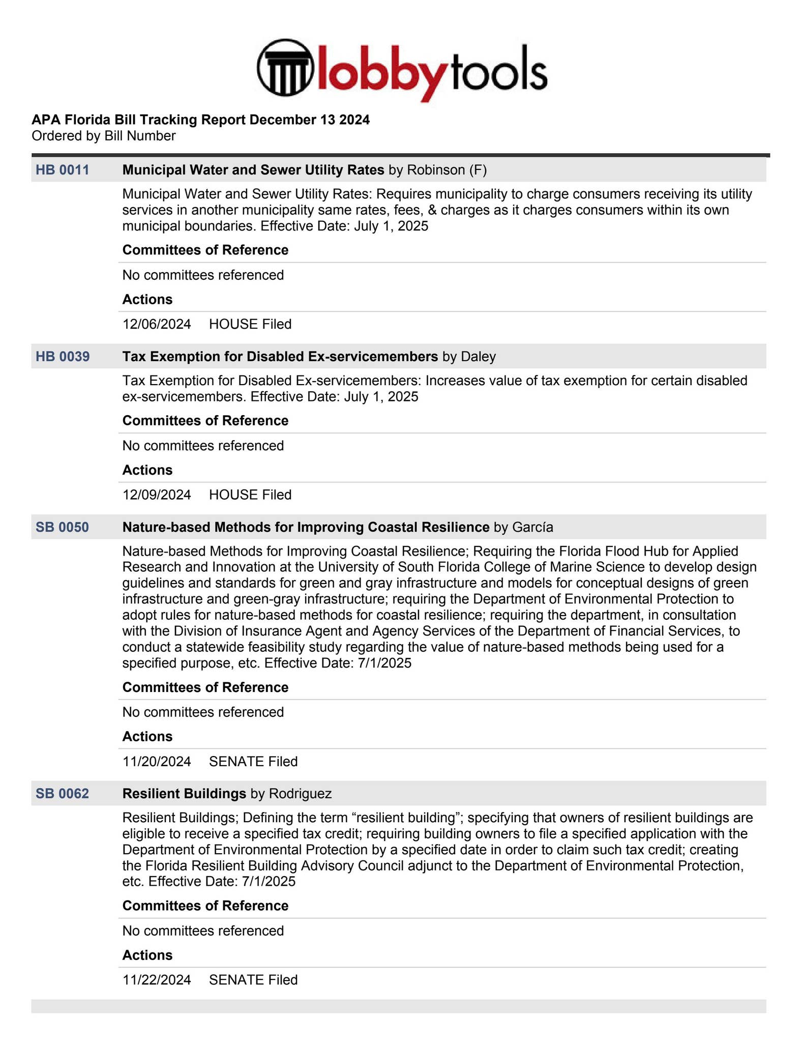Bill Tracking Report | Dec. 13, 2025 by APA Florida - Issuu