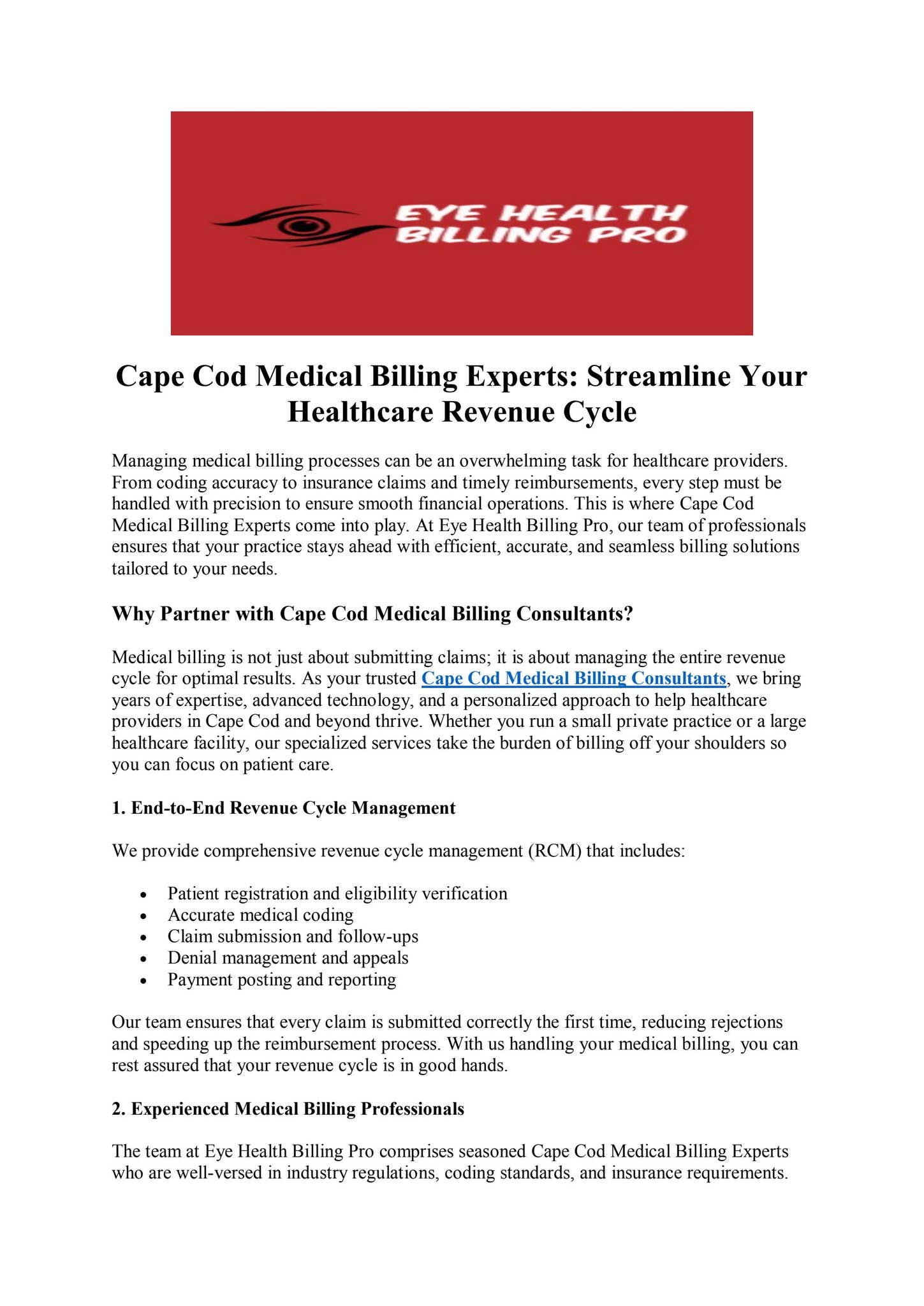Cape Cod Medical Billing Experts: Streamline Your Healthcare Revenue ...
