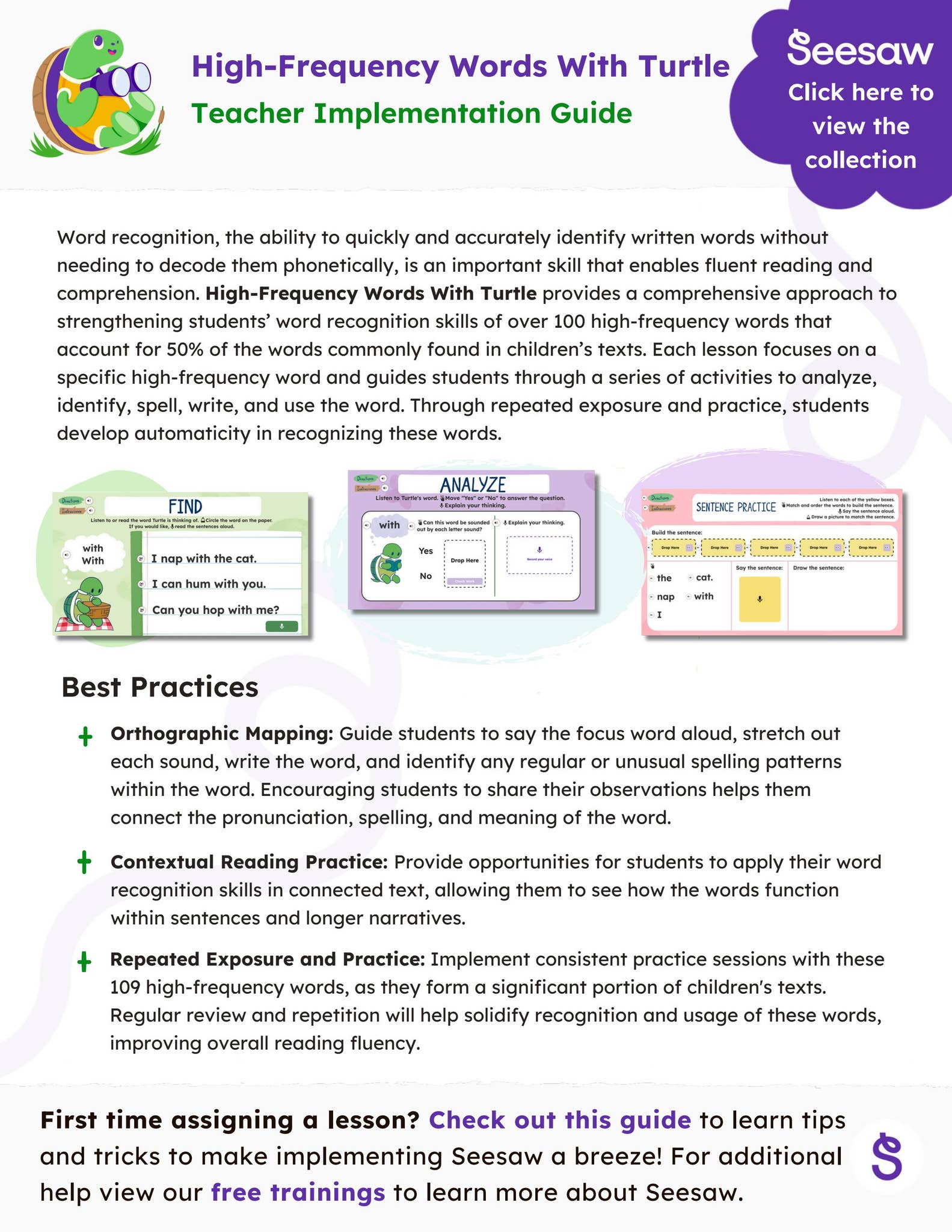 High-Frequency Words with Turtle Implementation Guide by seesawlearning - Issuu
