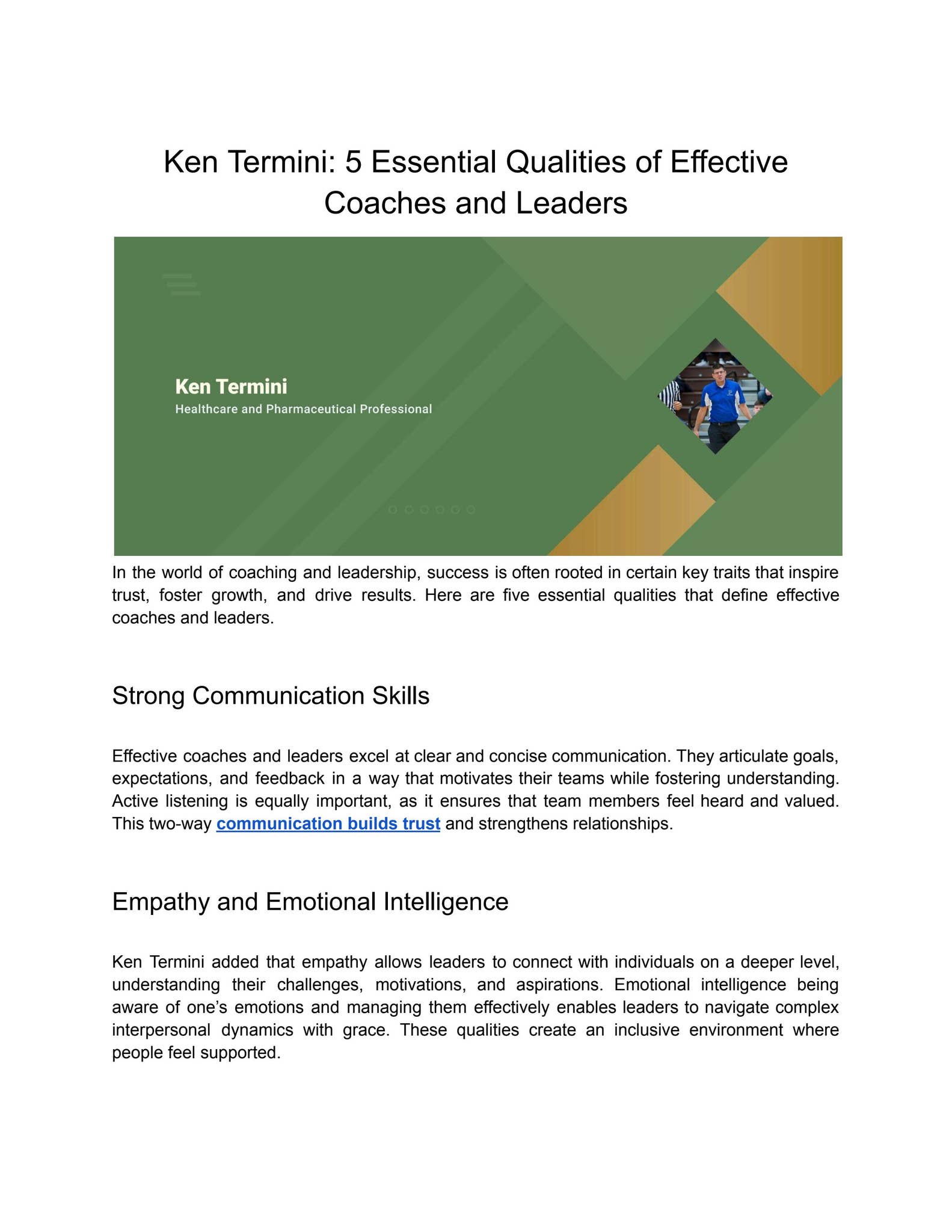 Ken Termini_ 5 Essential Qualities of Effective Coaches and Leaders by Ken Termini - Issuu