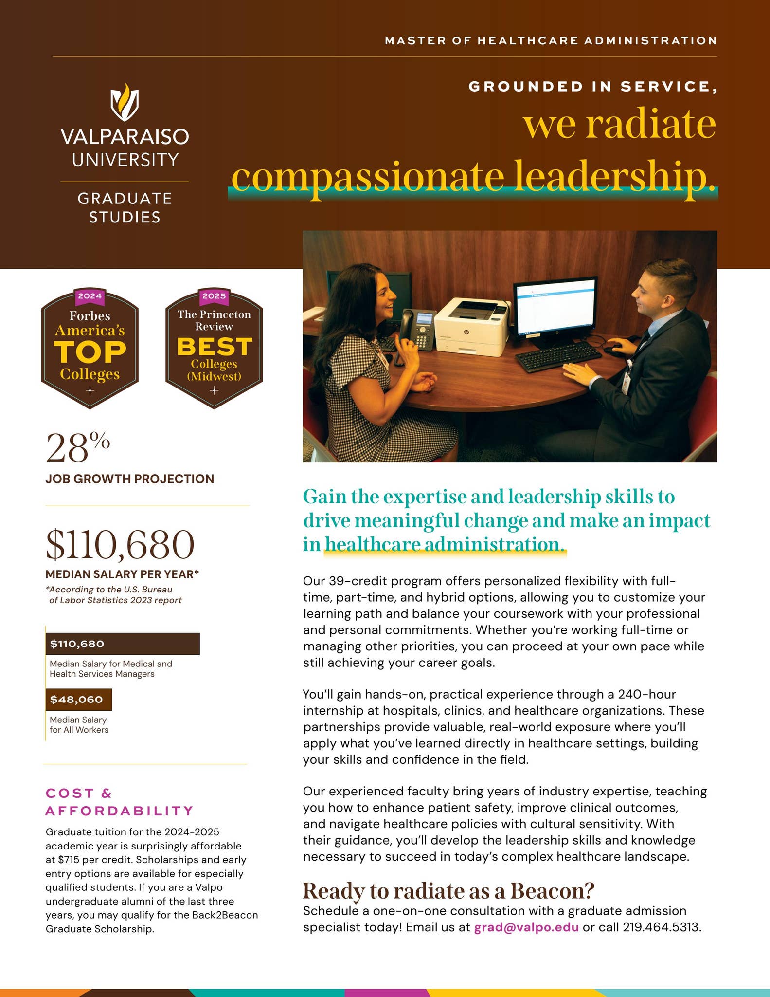 Master of Healthcare Administration (MHCA) One-Sheet | Valparaiso ...