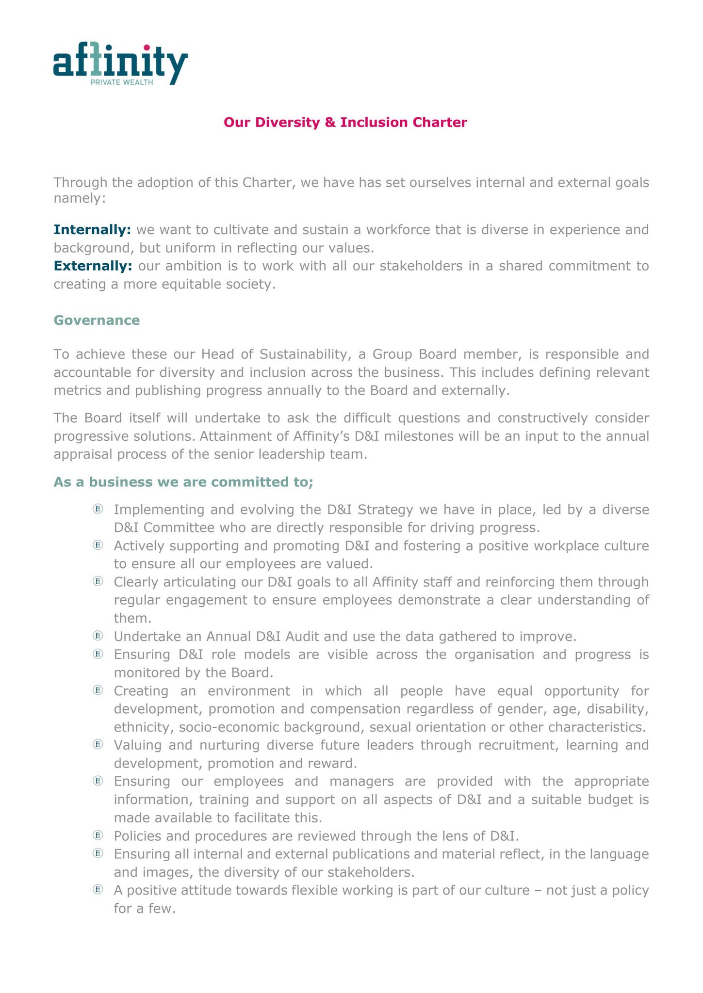 Our Diversity and Inclusion Charter by affinitypw - Issuu