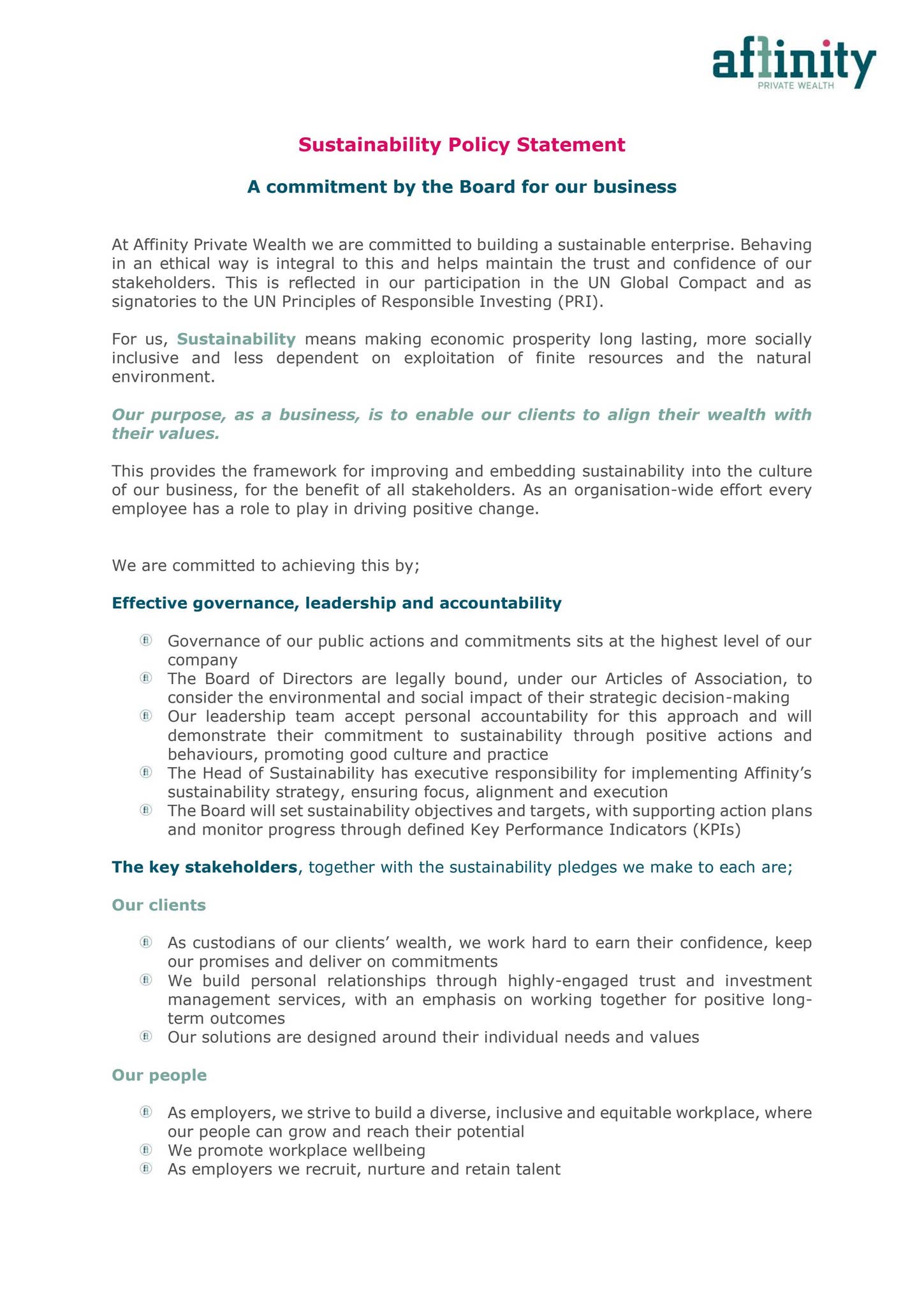 Sustainability Policy Statement by affinitypw - Issuu