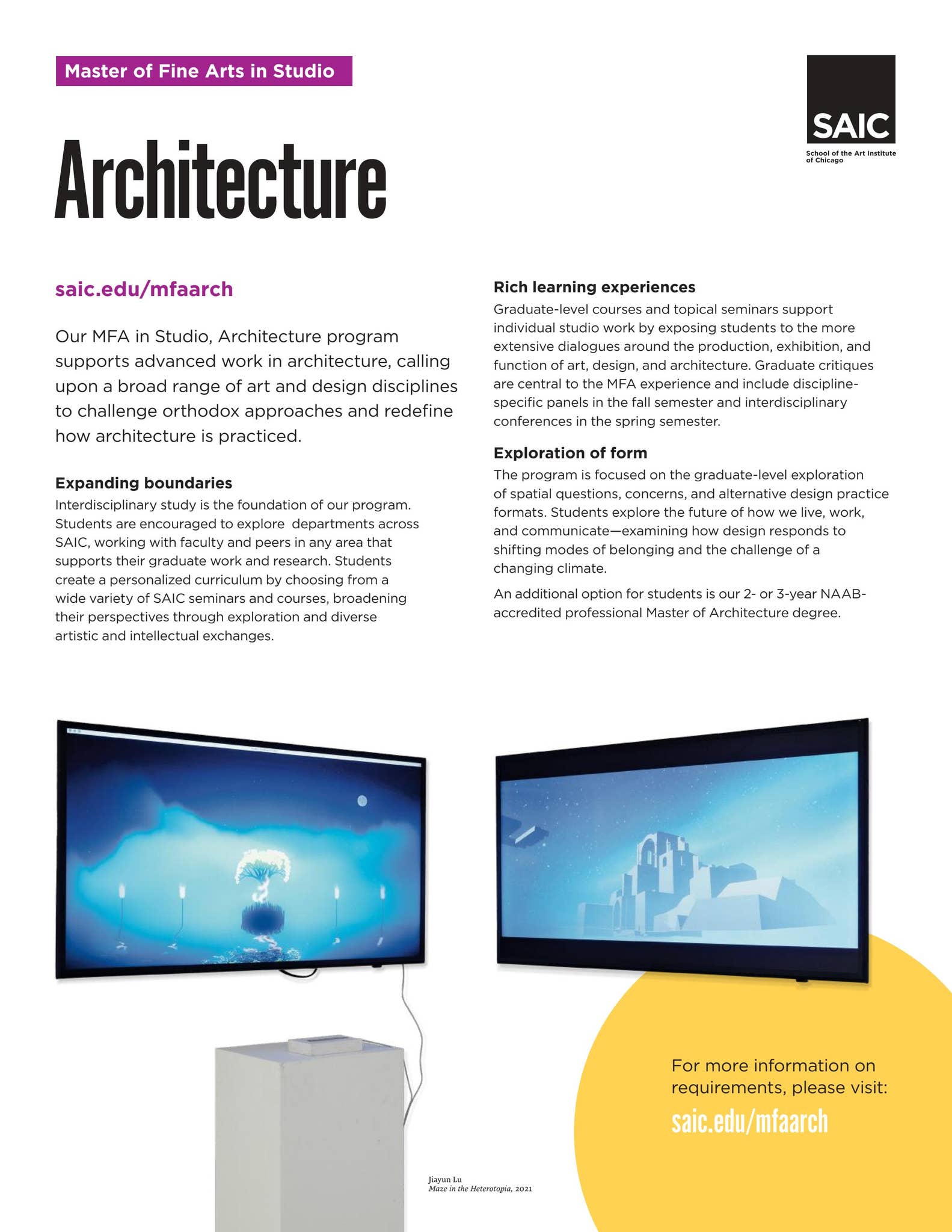 SAIC Architecture MFA Brochure by School of the Art Institute of ...