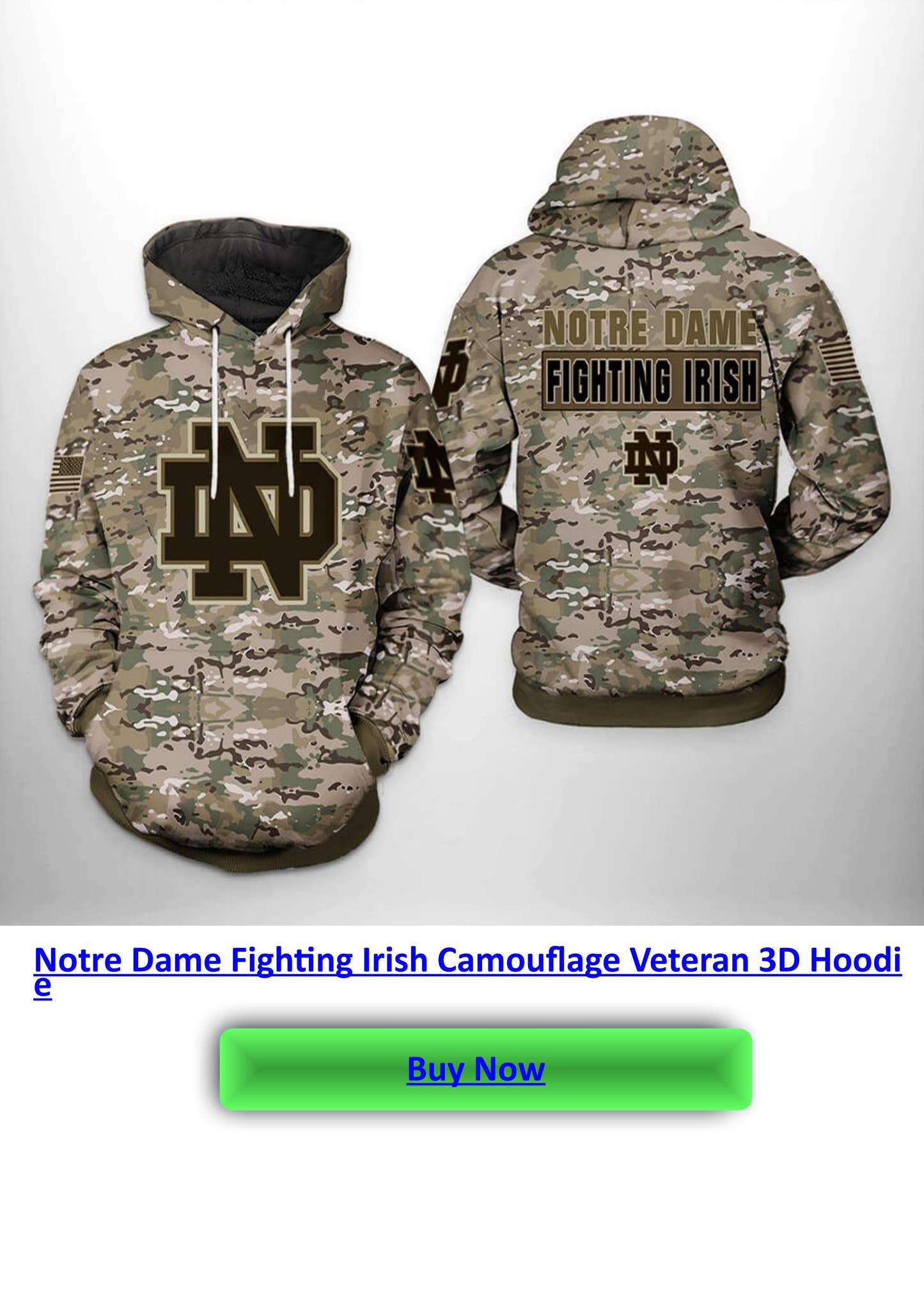 Notre Dame Fighting IrNotre Dame Fighting Irish Camouflage Veteran 3ish ...