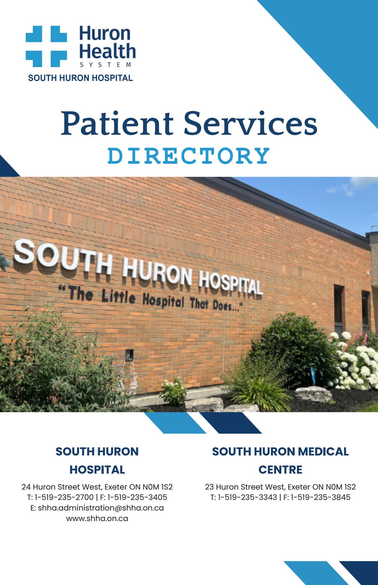 South Huron Hospital Association Patient Services Directory. Exeter ...