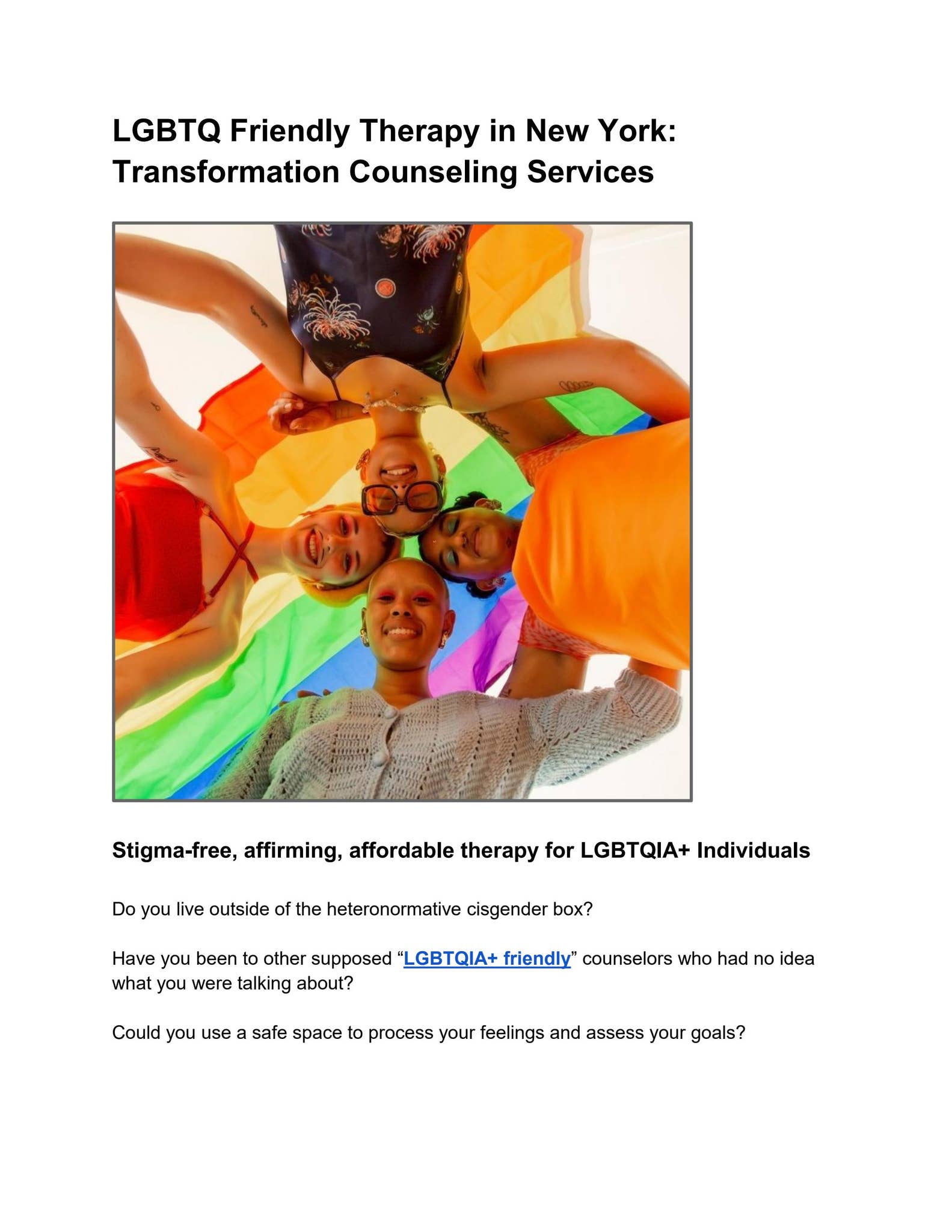 LGBTQ Friendly Therapy in New York_ Transformation Counseling Services ...