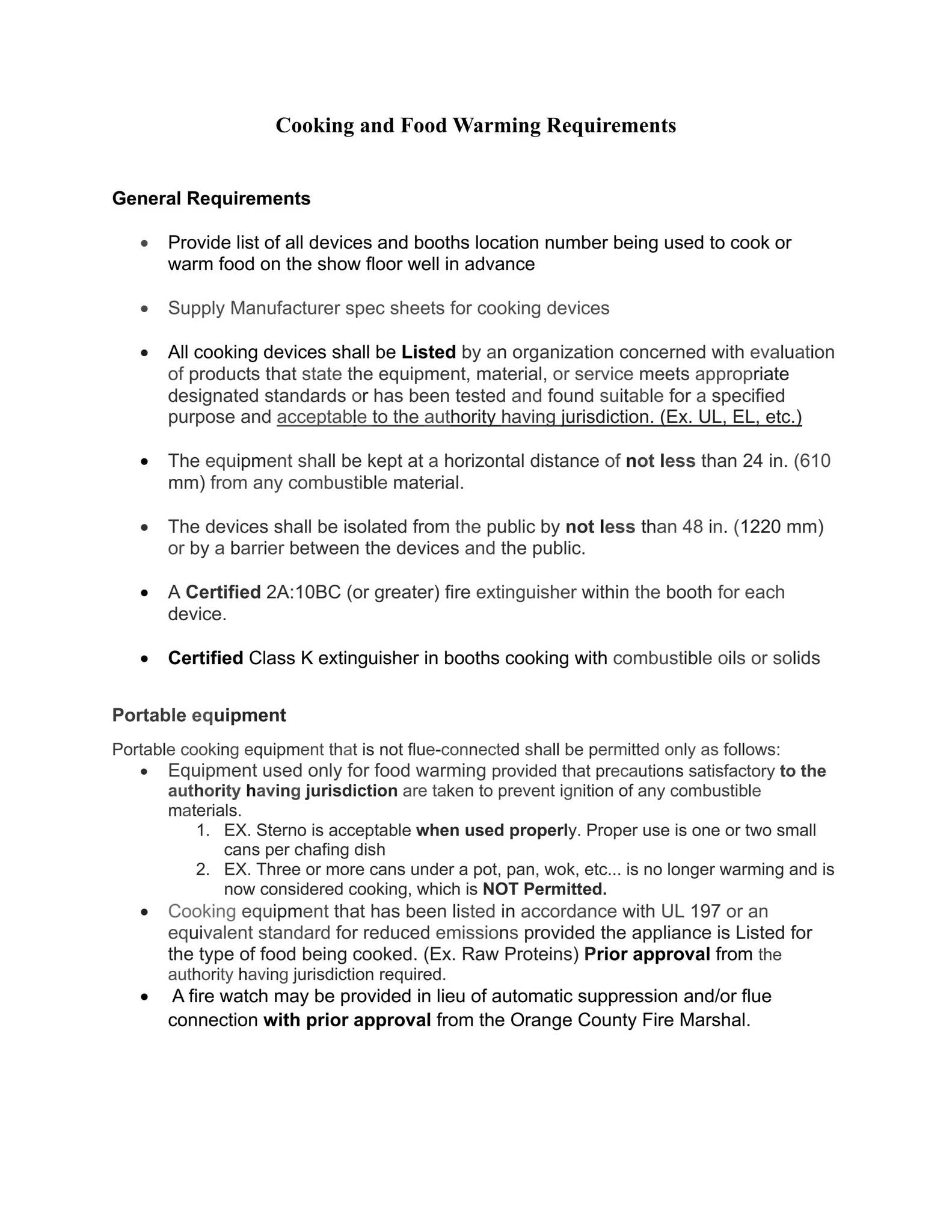 Orlando Cooking and Food Warming Requirements Condensed by Gourmet ...