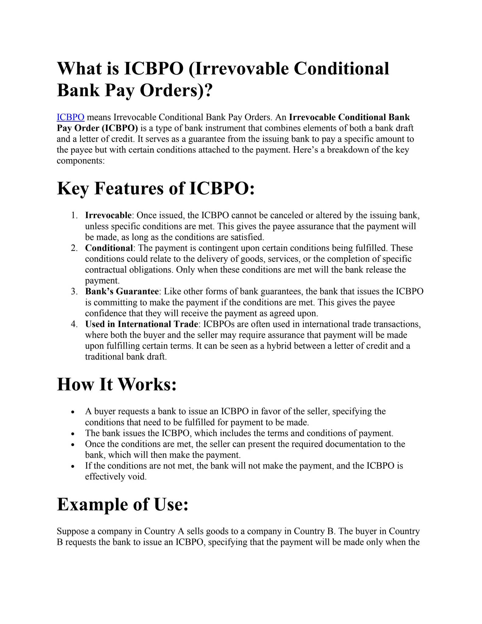 Understanding Irrevocable Conditional Bank Pay Orders (ICBPO) by ...