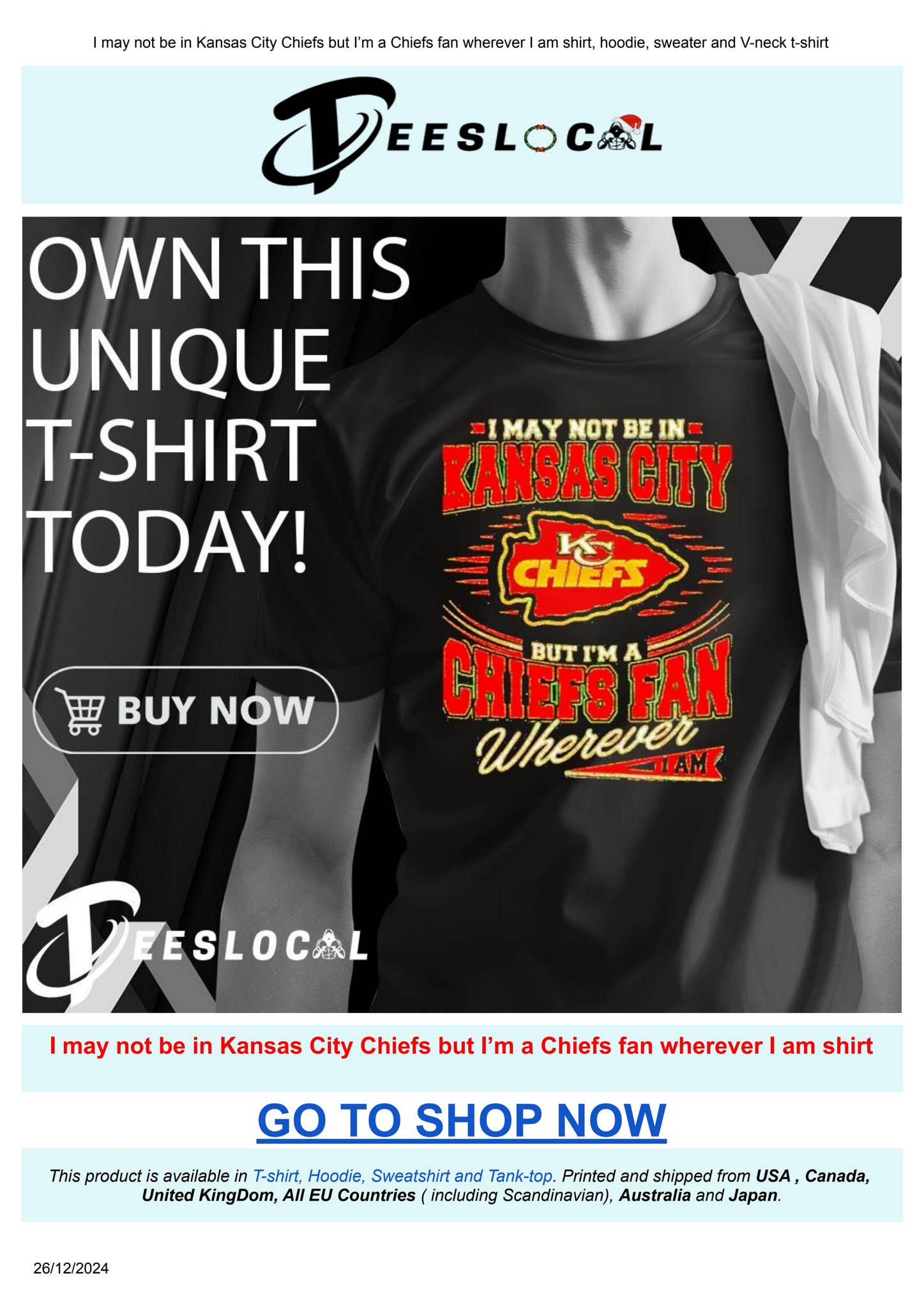 I may not be in Kansas City Chiefs but I’m a Chiefs fan wherever I am ...