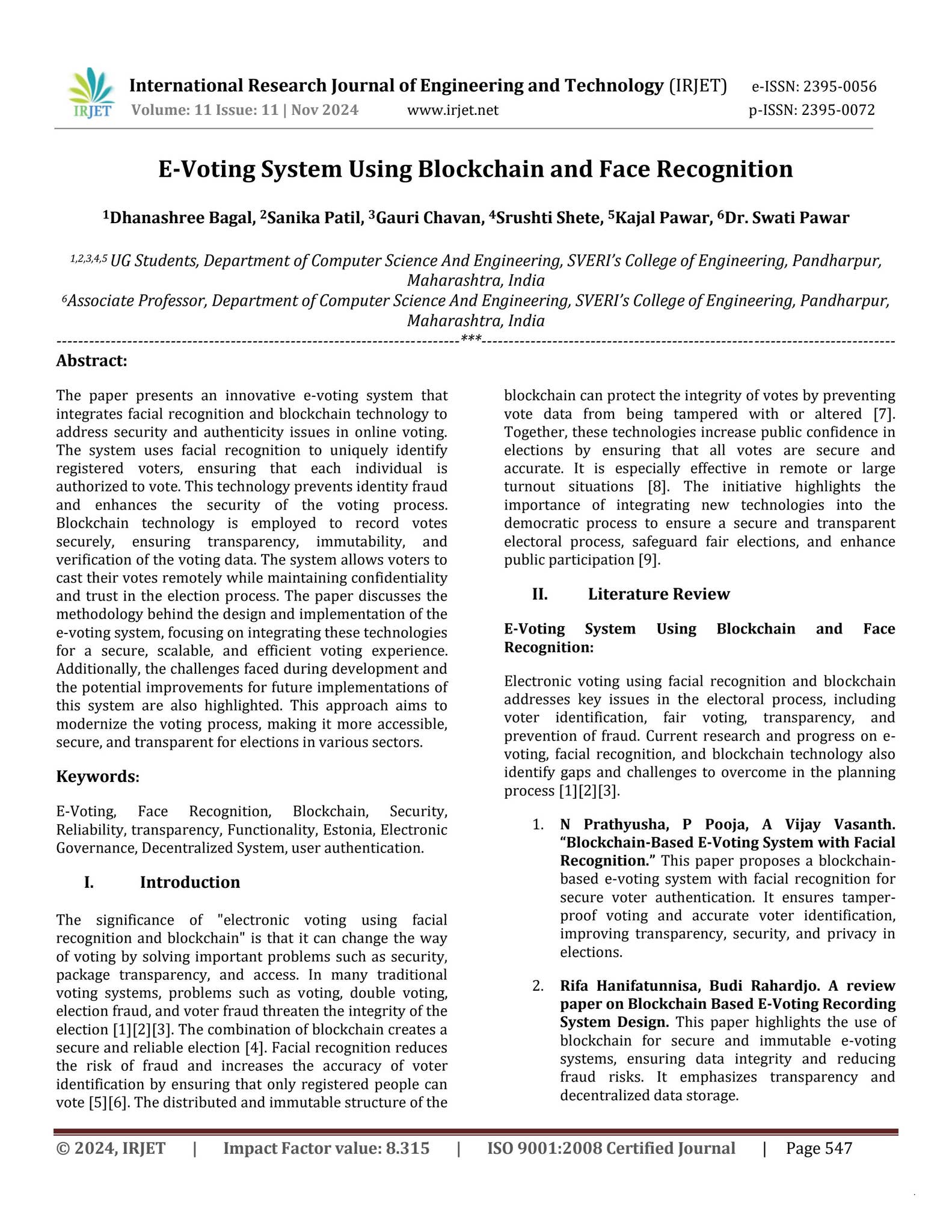 E-Voting System Using Blockchain and Face Recognition by IRJET Journal - Issuu