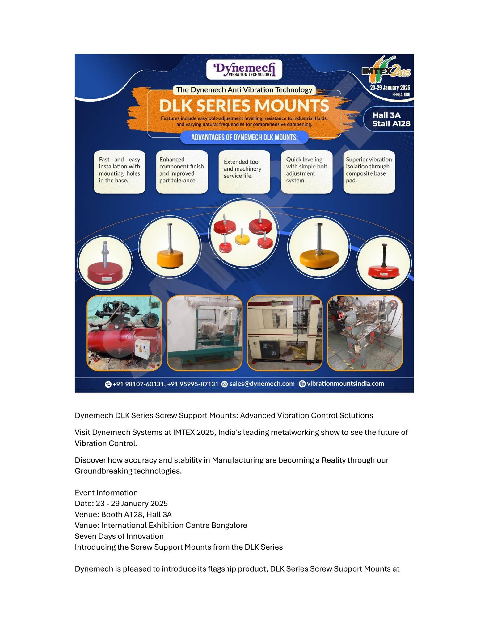 Dynemech DLK Series Screw Support Mounts: Advanced Vibration Control Solutions by Dynemech ...