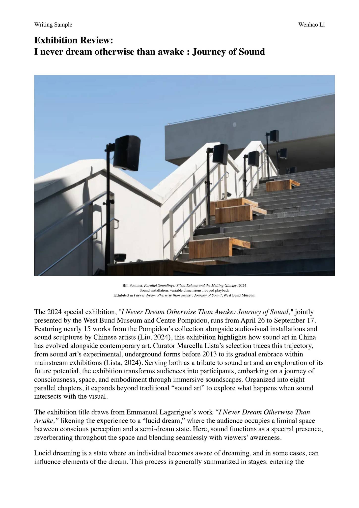 Writing Sample Exhibition Review-Wenhao Li-1000 by Junyao Chen - Issuu