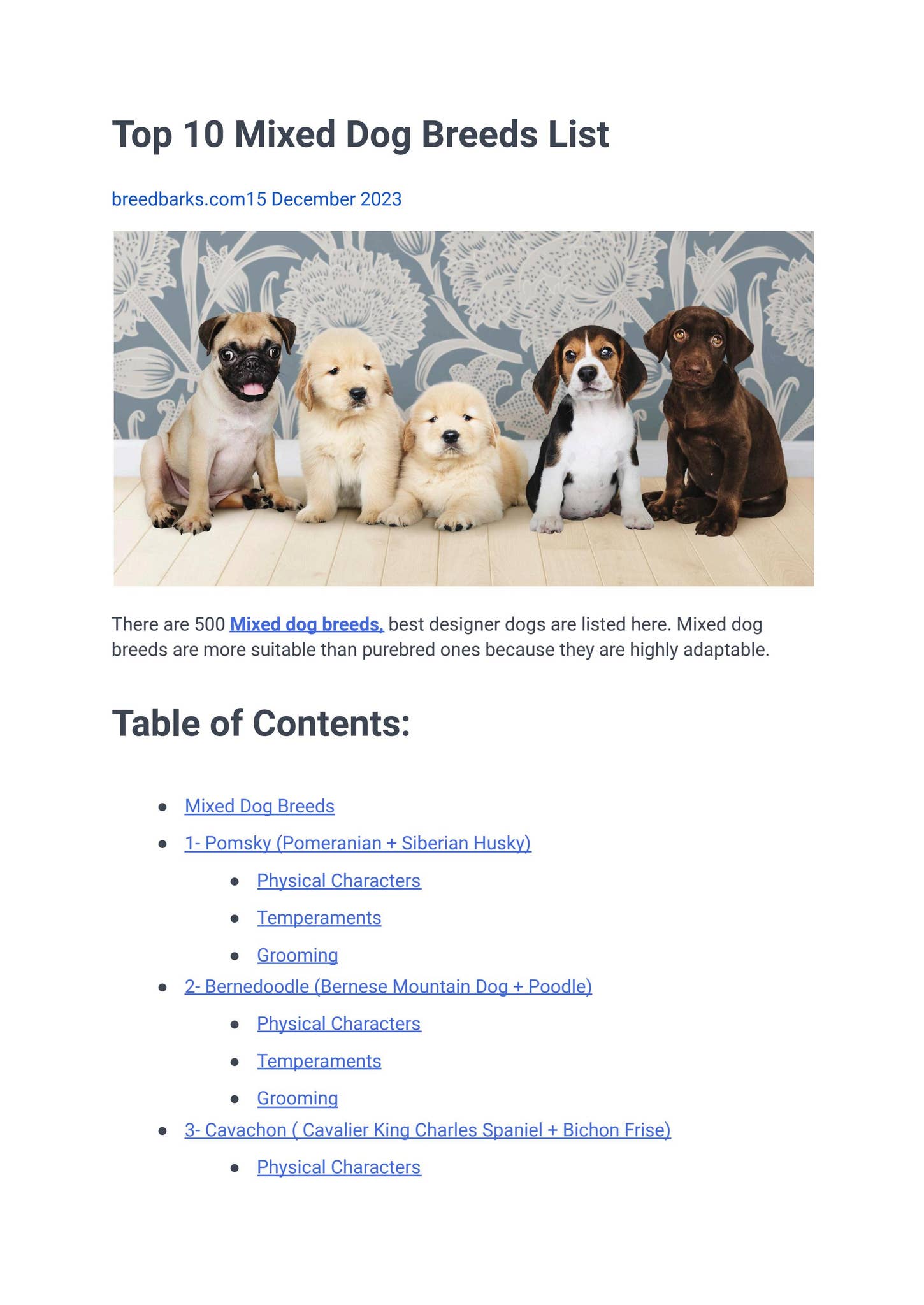 Top 10 Mixed Dog Breeds List by breedbarks - Issuu