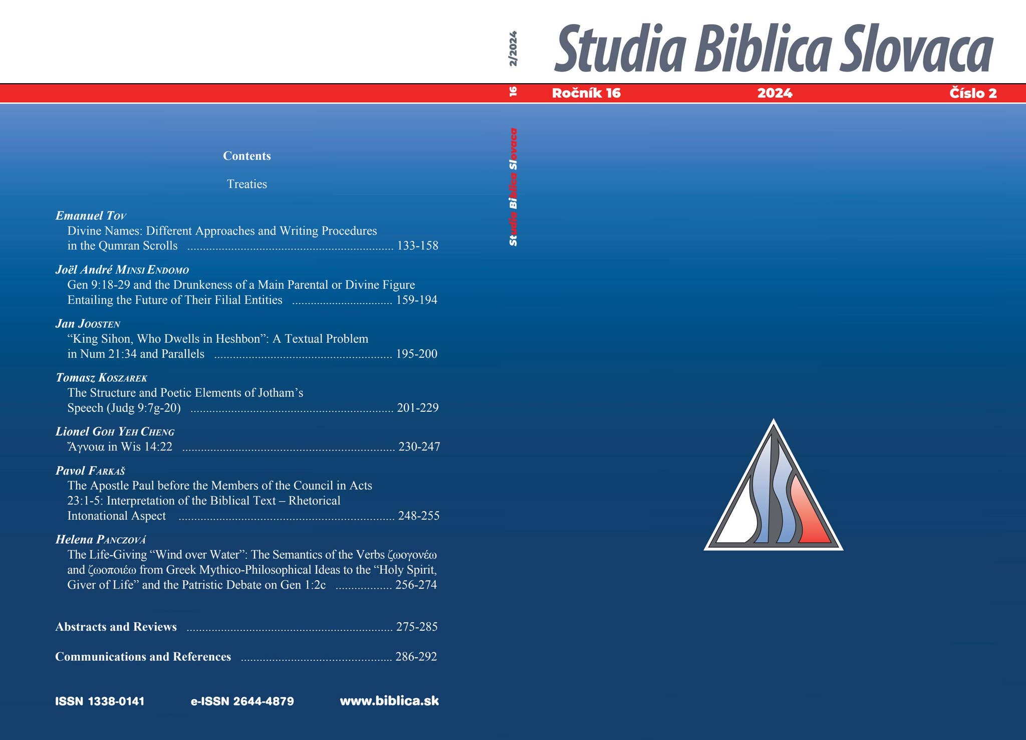 Studia Biblica Slovaca 16/2 (2024) by Studia Biblica Slovaca - Issuu