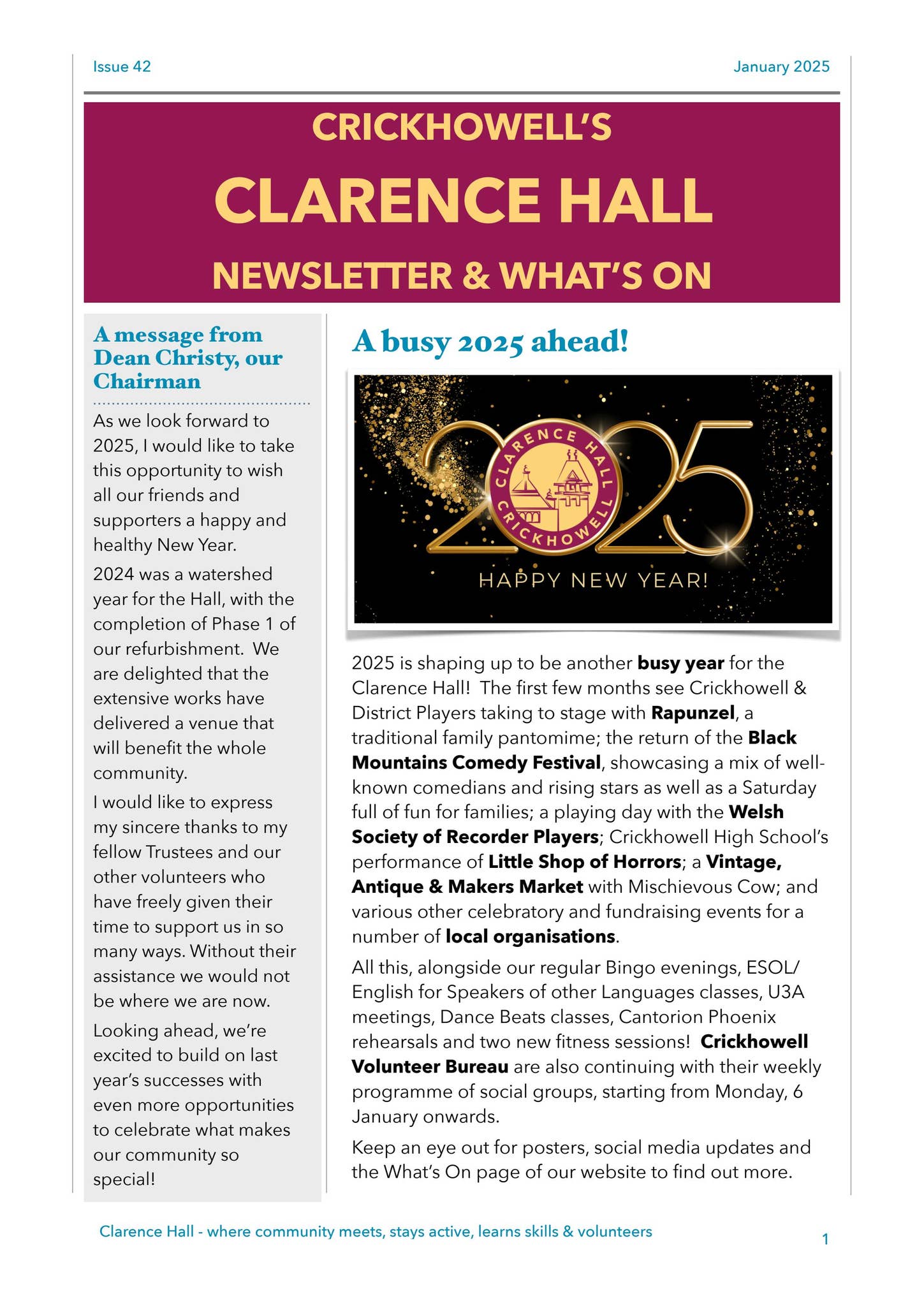 Clarence Hall Newsletter No 42 January 2025 by ClarenceHall - Issuu