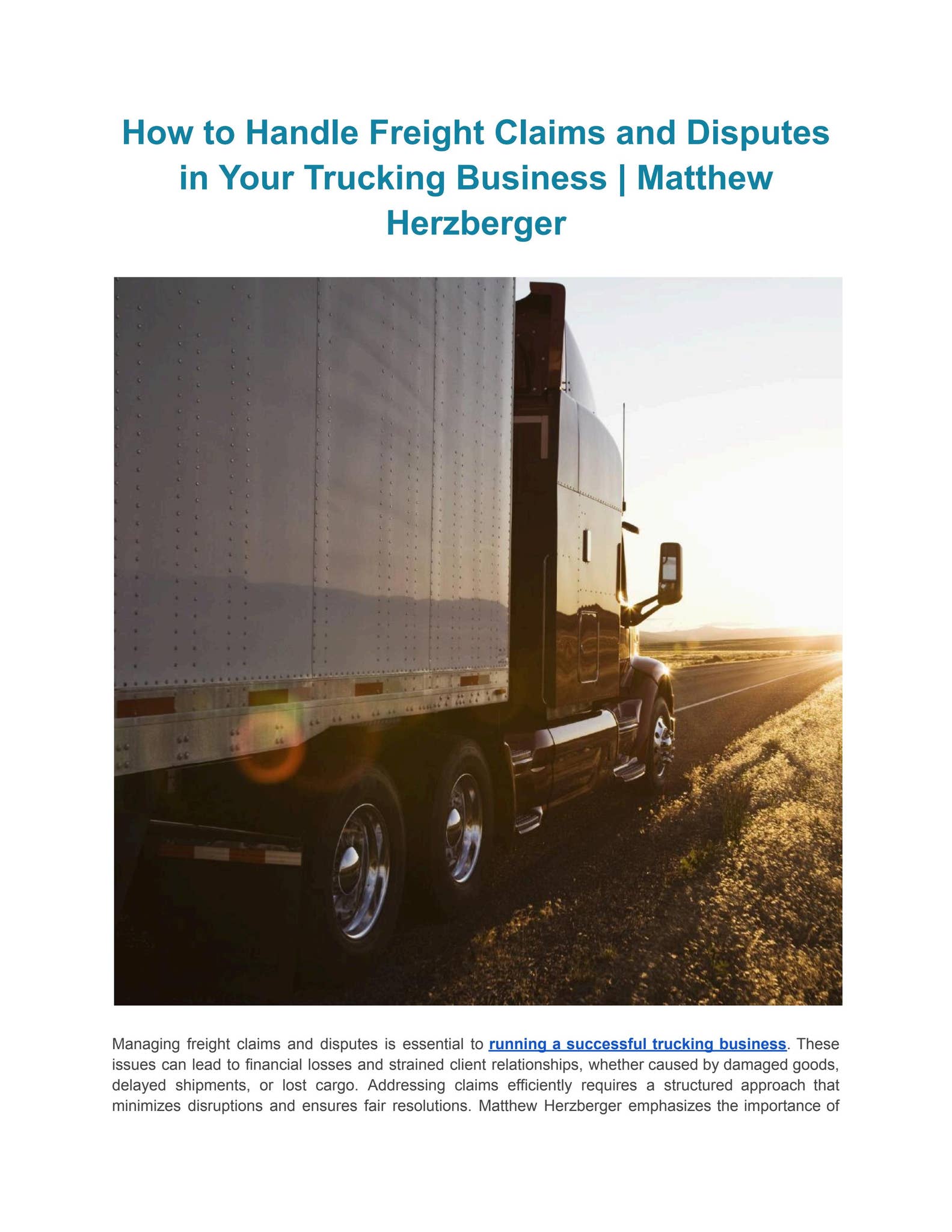 How to Handle Freight Claims and Disputes in Trucking Business ...
