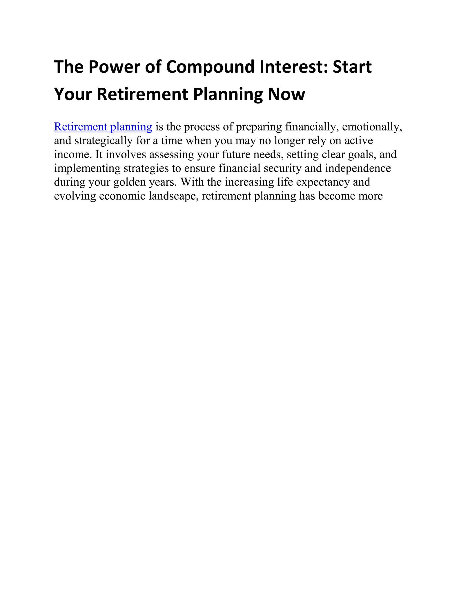 The Power of Compound Interest Start Your Retirement Planning Now by Md ...