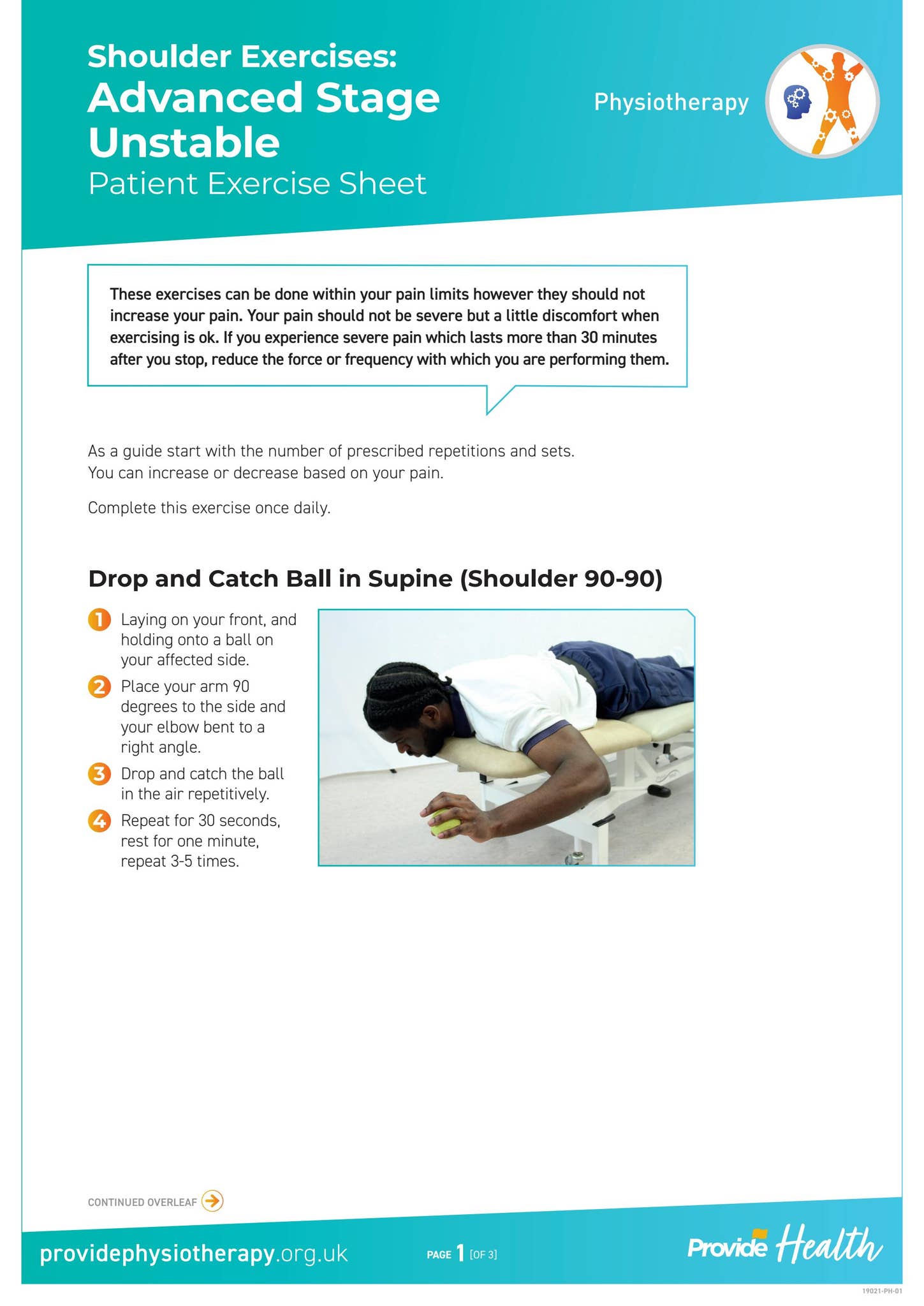 Shoulder Exercises: Advanced Stage Unstable Patient Exercise Sheet by ...