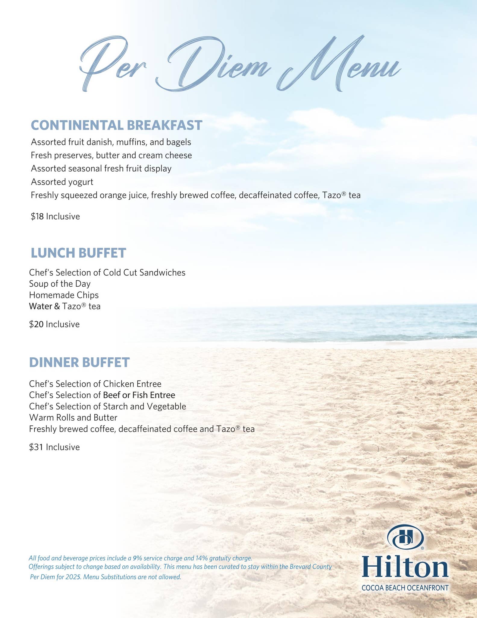 Hilton Cocoa Beach Oceanfront Per Diem Menus by DHM Private Dining - Issuu