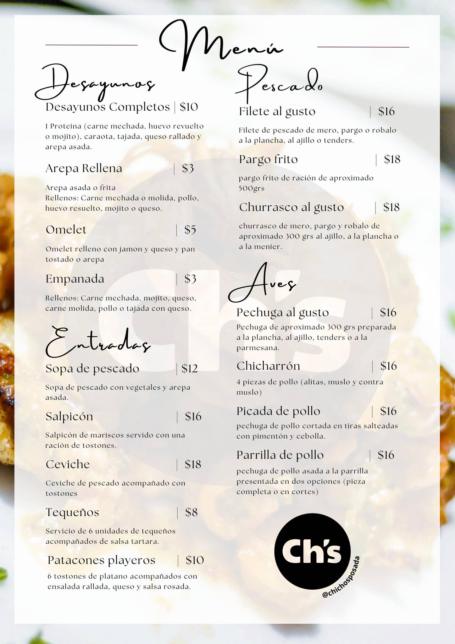 menu restaurante Chicho’s Posada Enero 2025 by The Visual Warlock - Issuu