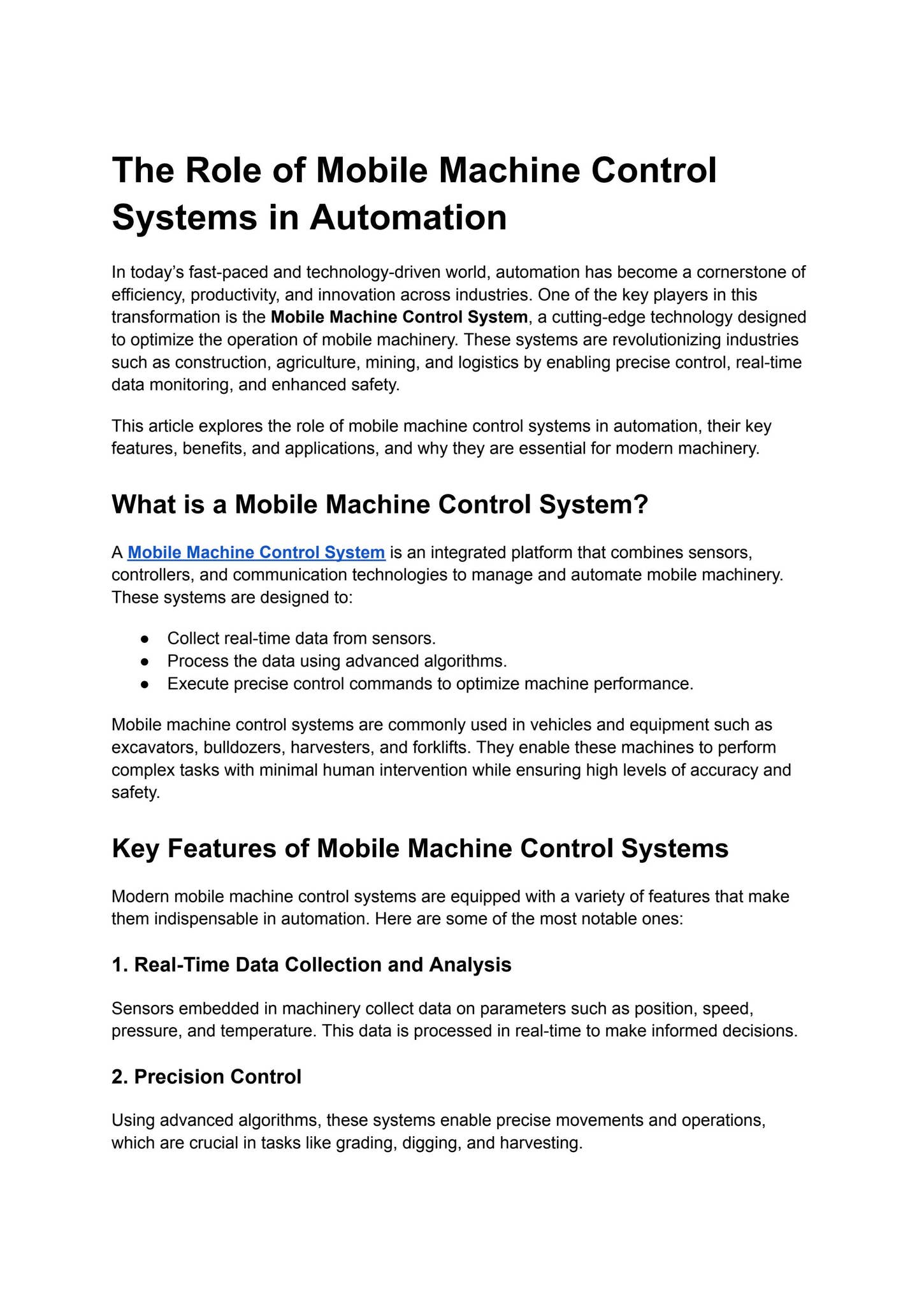 The Role of Mobile Machine Control Systems in Automation by Servotech ...