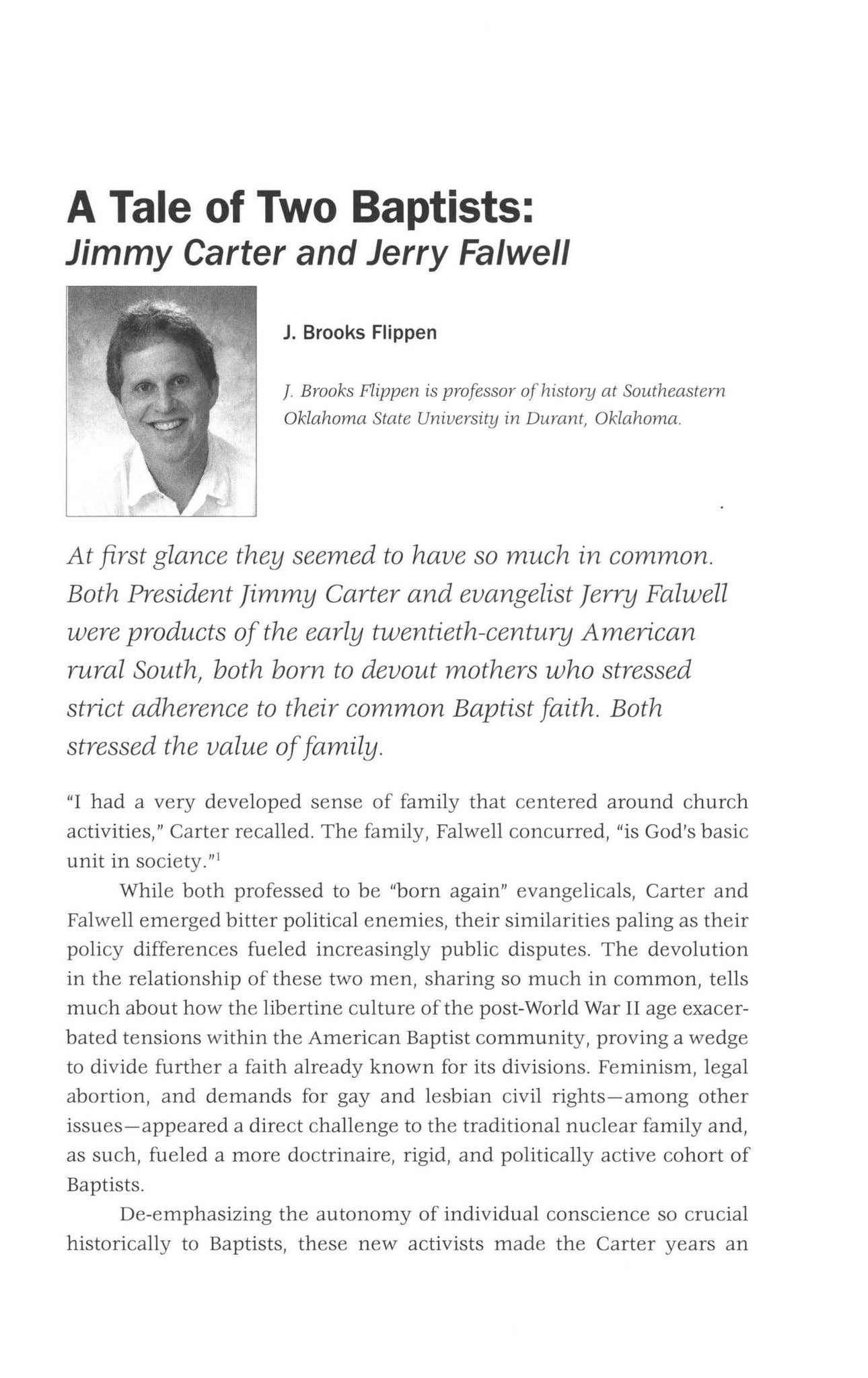 A Tale of Two Baptists: Jimmy Carter and Jerry Falwell by ...