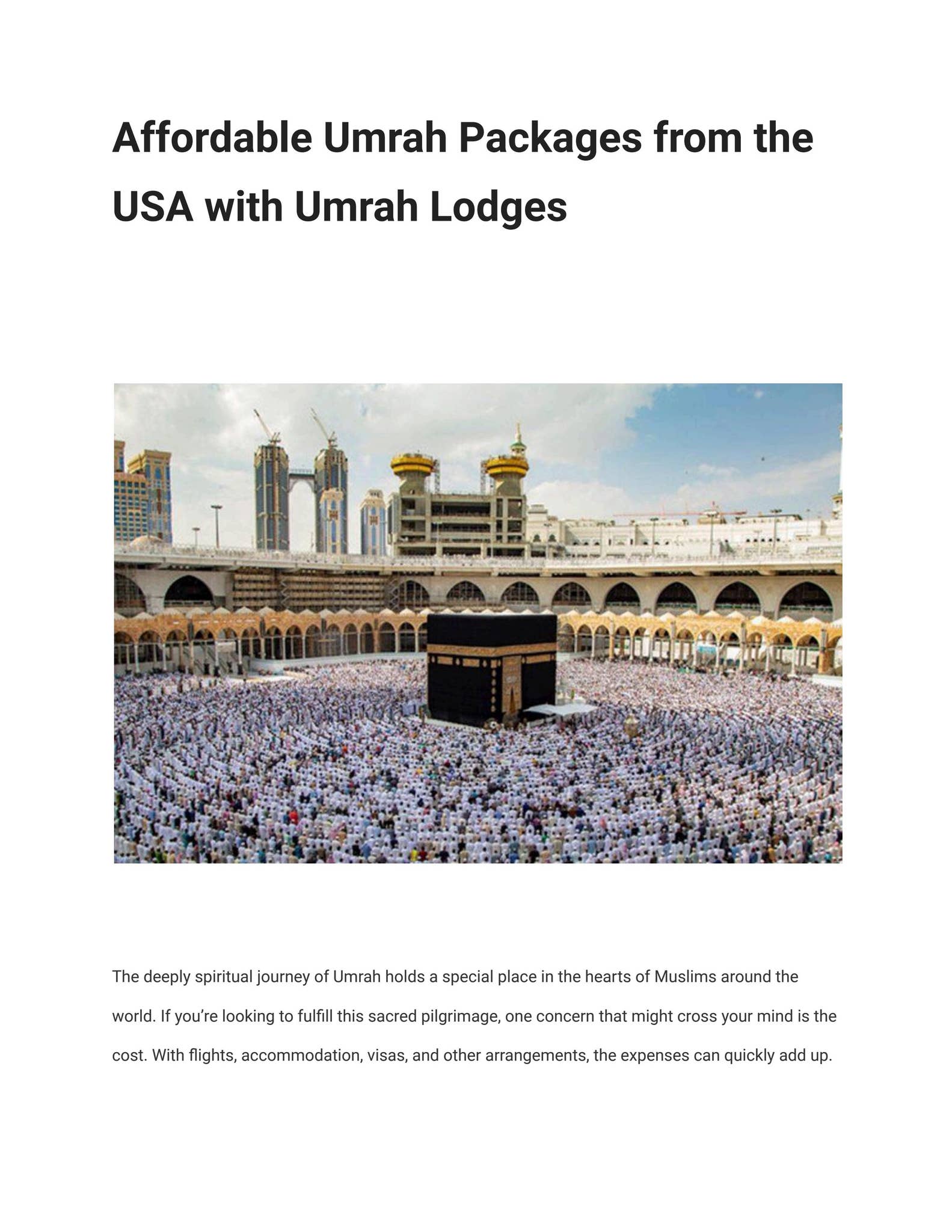 Affordable Umrah Packages from the USA with Umrah Lodges by Umrah ...