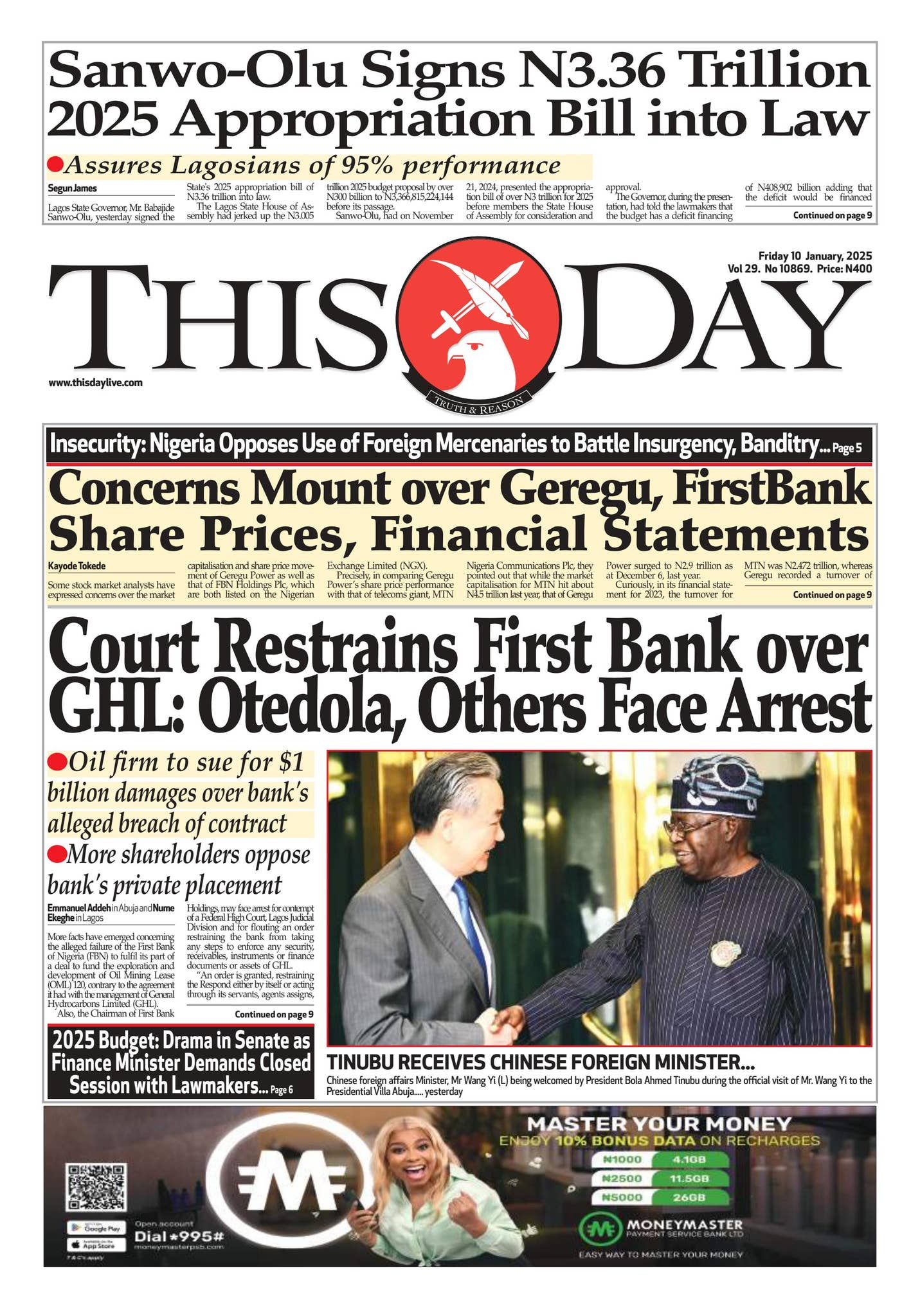 FRIDAY 10TH JANUARY 2025 by THISDAY Newspapers Ltd - Issuu
