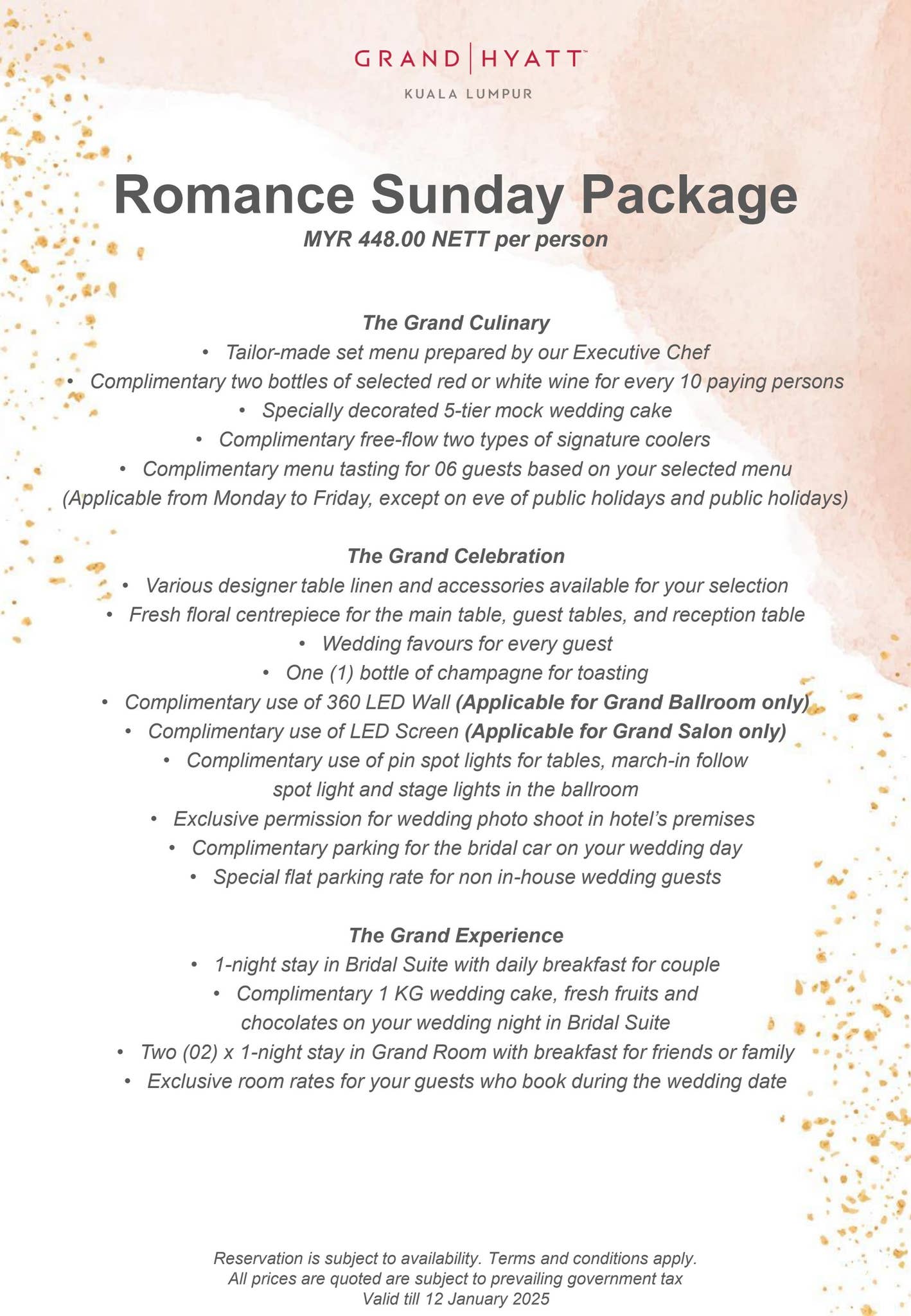 e-Brochure: Romance Sunday Package by Grand Hyatt Kuala Lumpur - Issuu