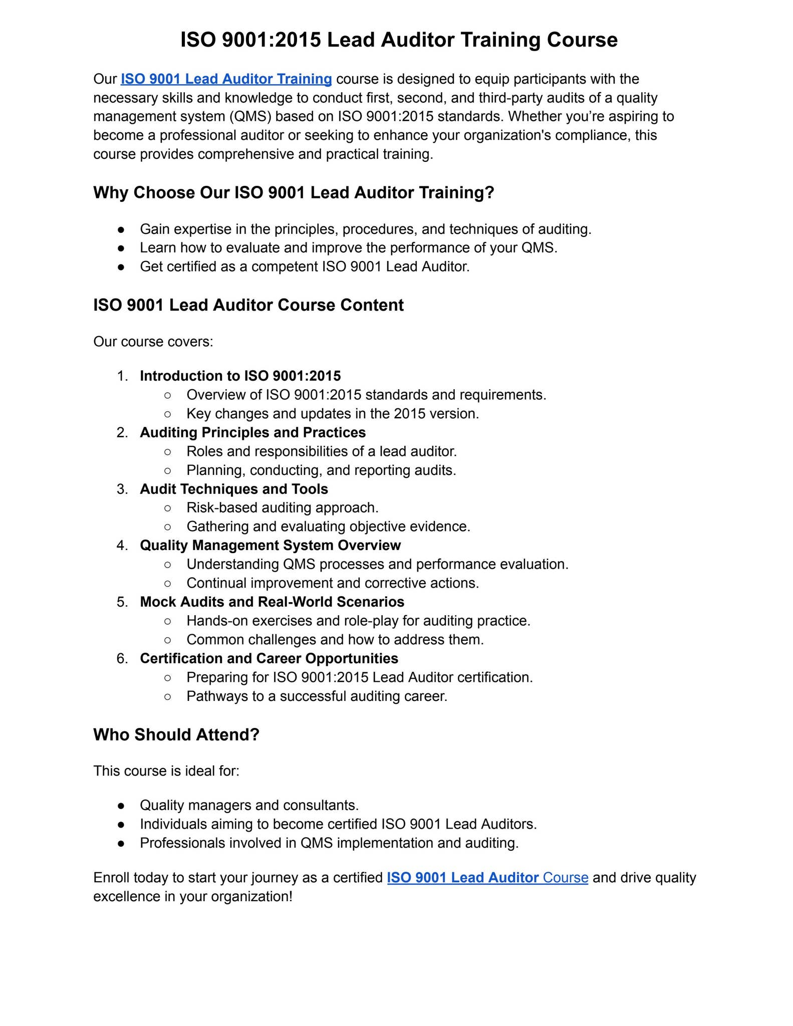 ISO 9001_2015 Lead Auditor Training Course by web123 - Issuu