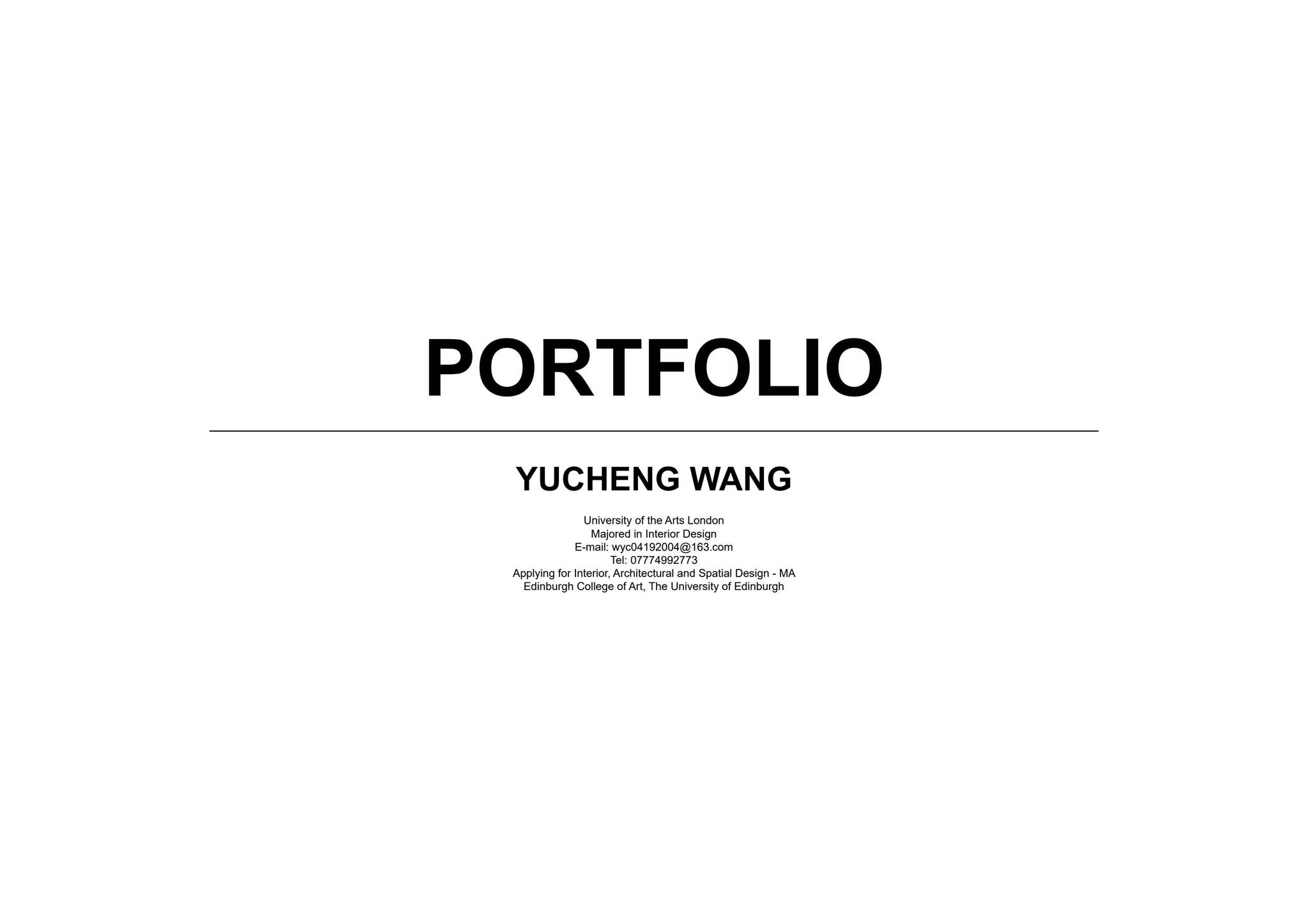 Portfolio_Yucheng Wang by yuchengwang66 - Issuu
