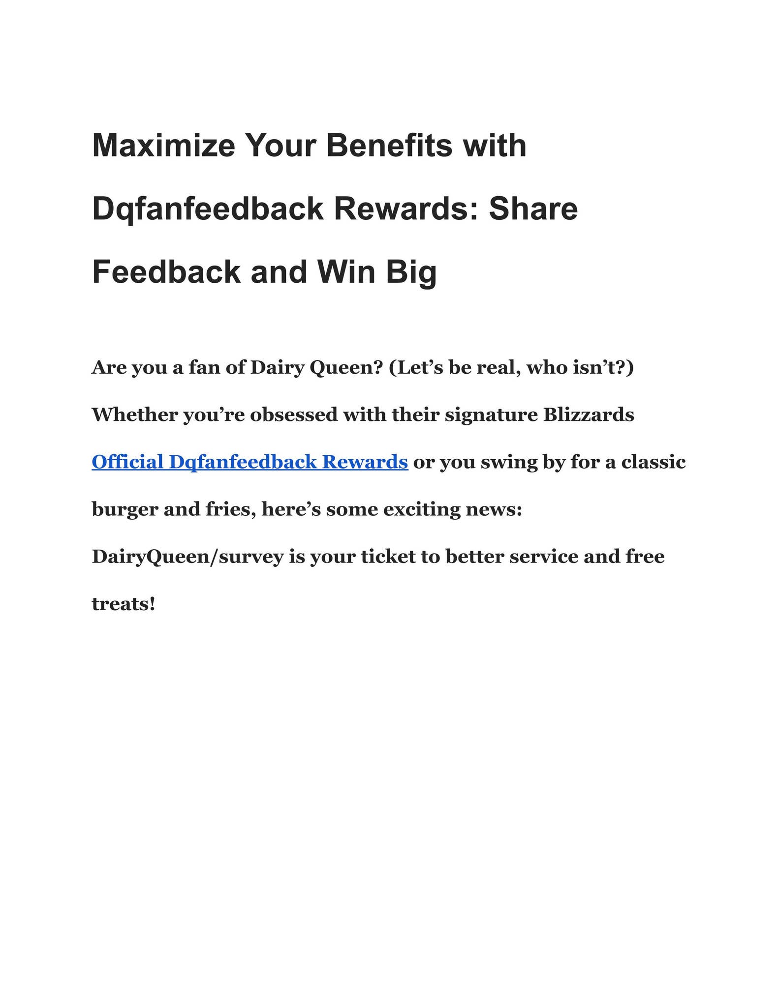 DQFanFeedback - Free Dilly Bar - Dairy Queen Survey by Official ...