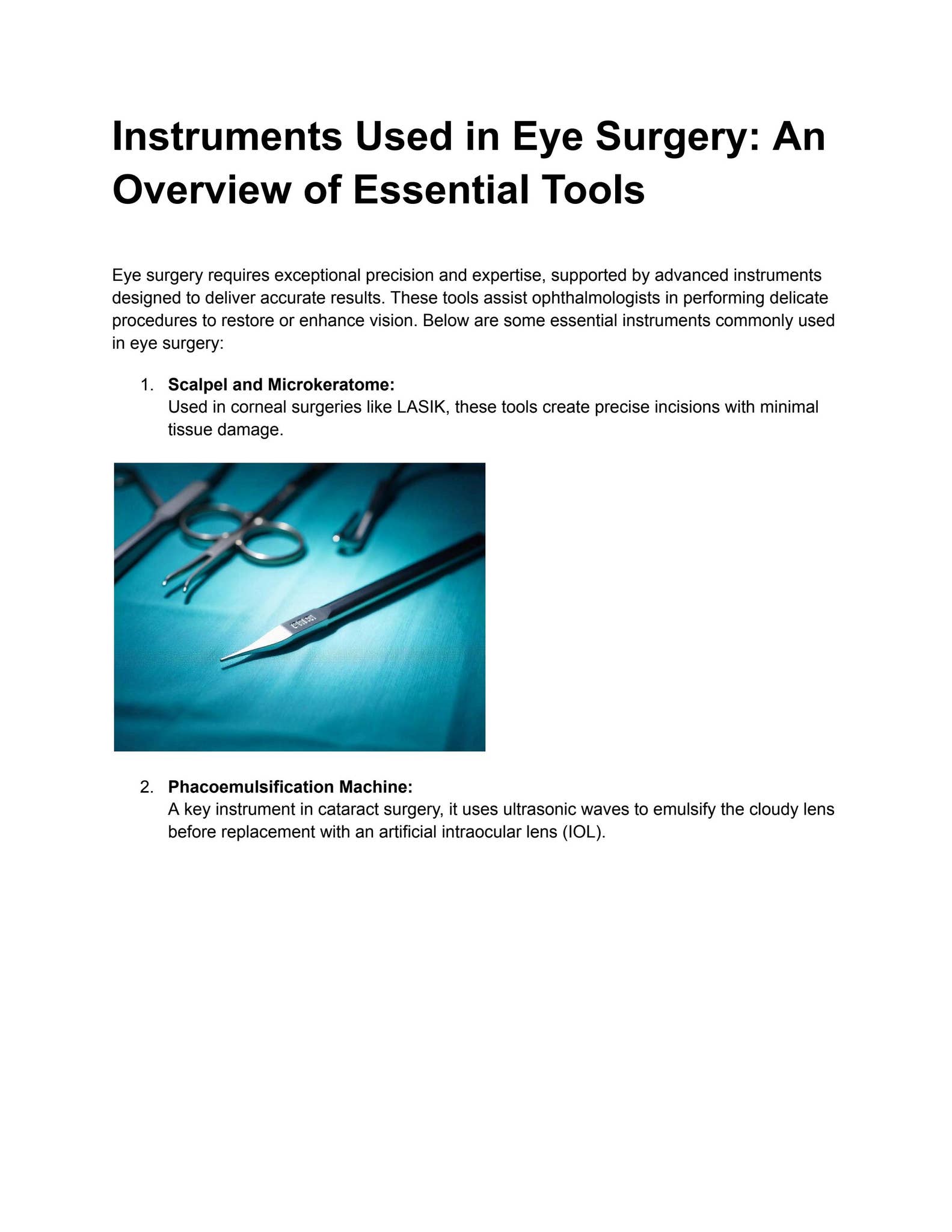 Instruments Used in Eye Surgery: An Overview of Essential Tools by ...