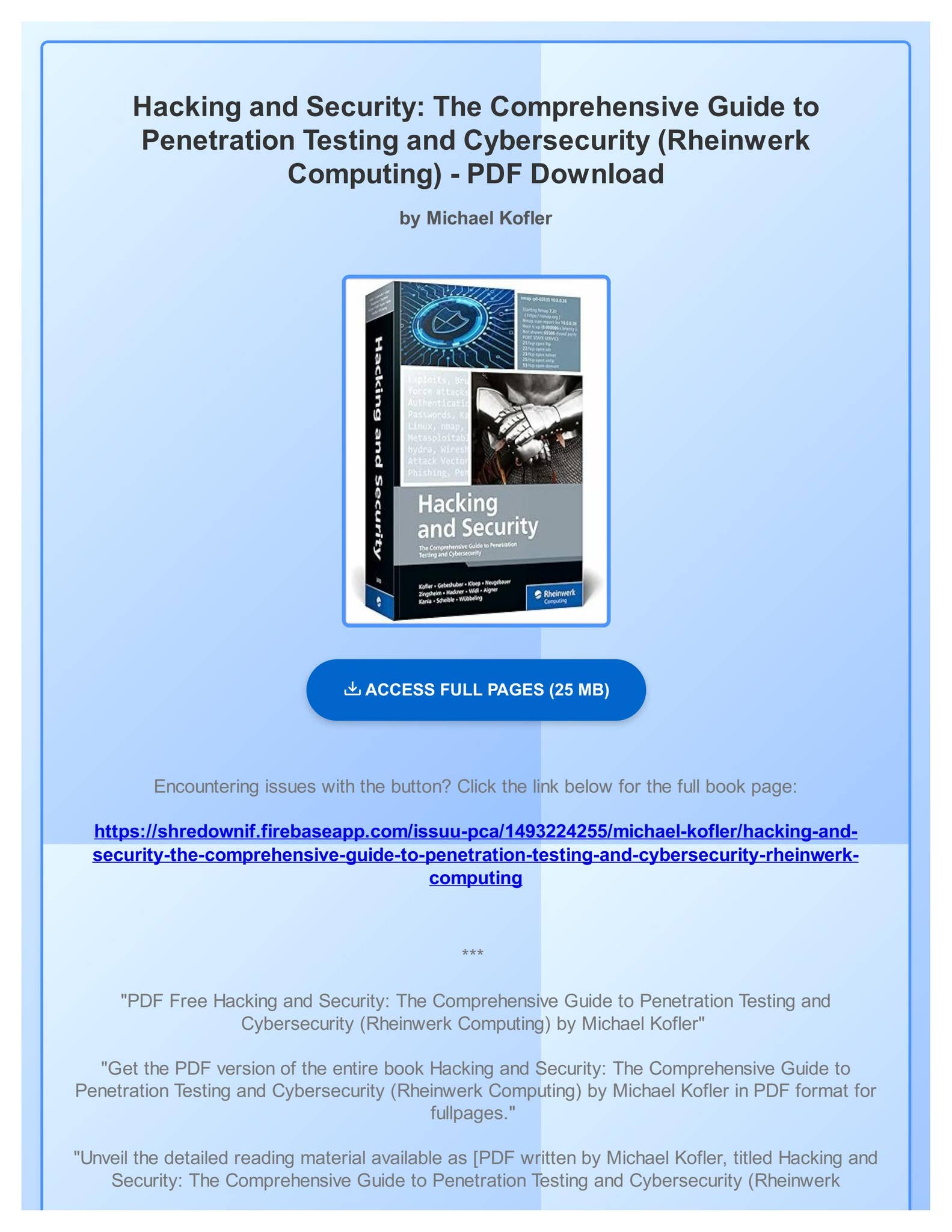 Pdf Free Hacking And Security The Comprehensive Guide To Penetration