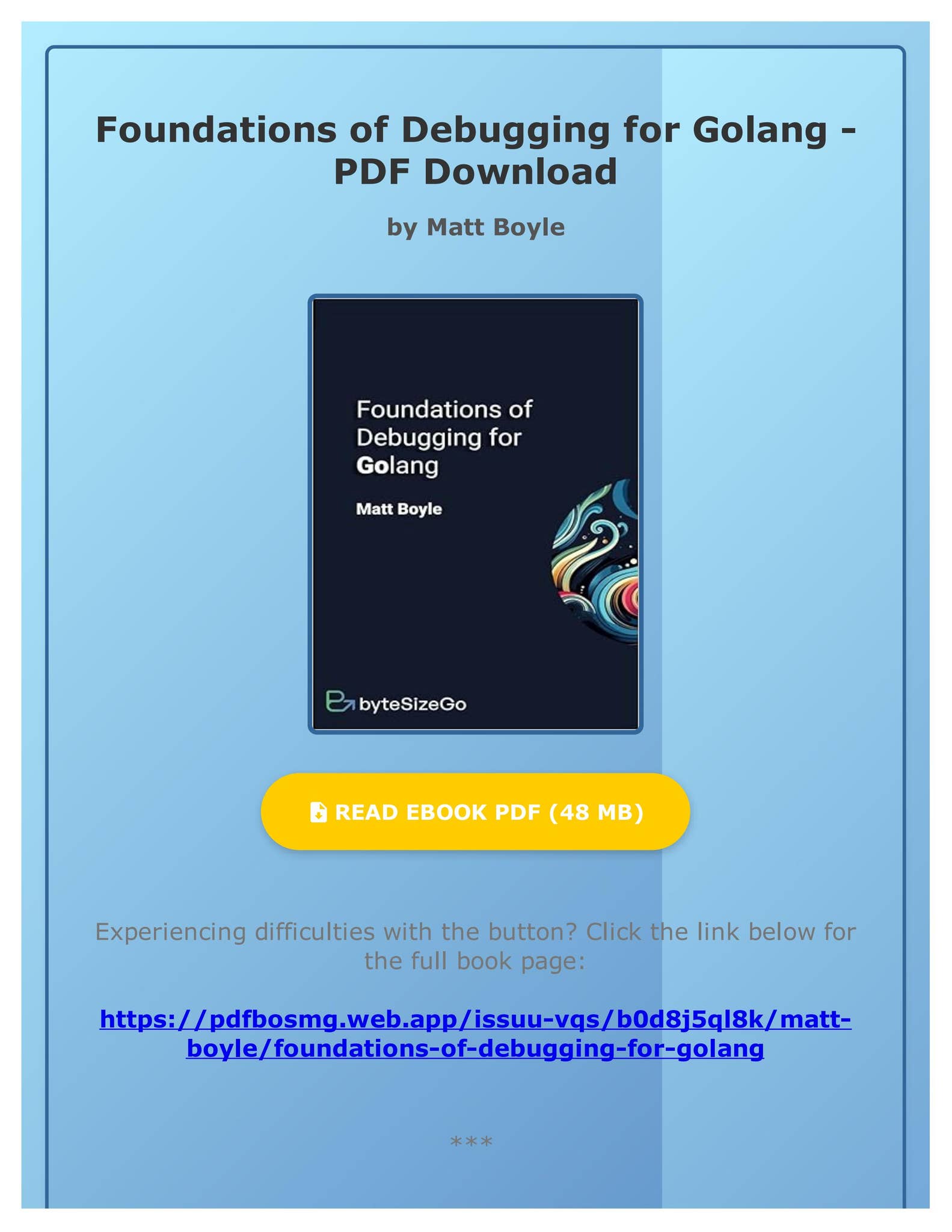 Ebook Foundations of Debugging for Golang by Matt Boyle by LueRempelra ... Ebook Foundations of Debugging for Golang by Matt Boyle by LueRempelra ...