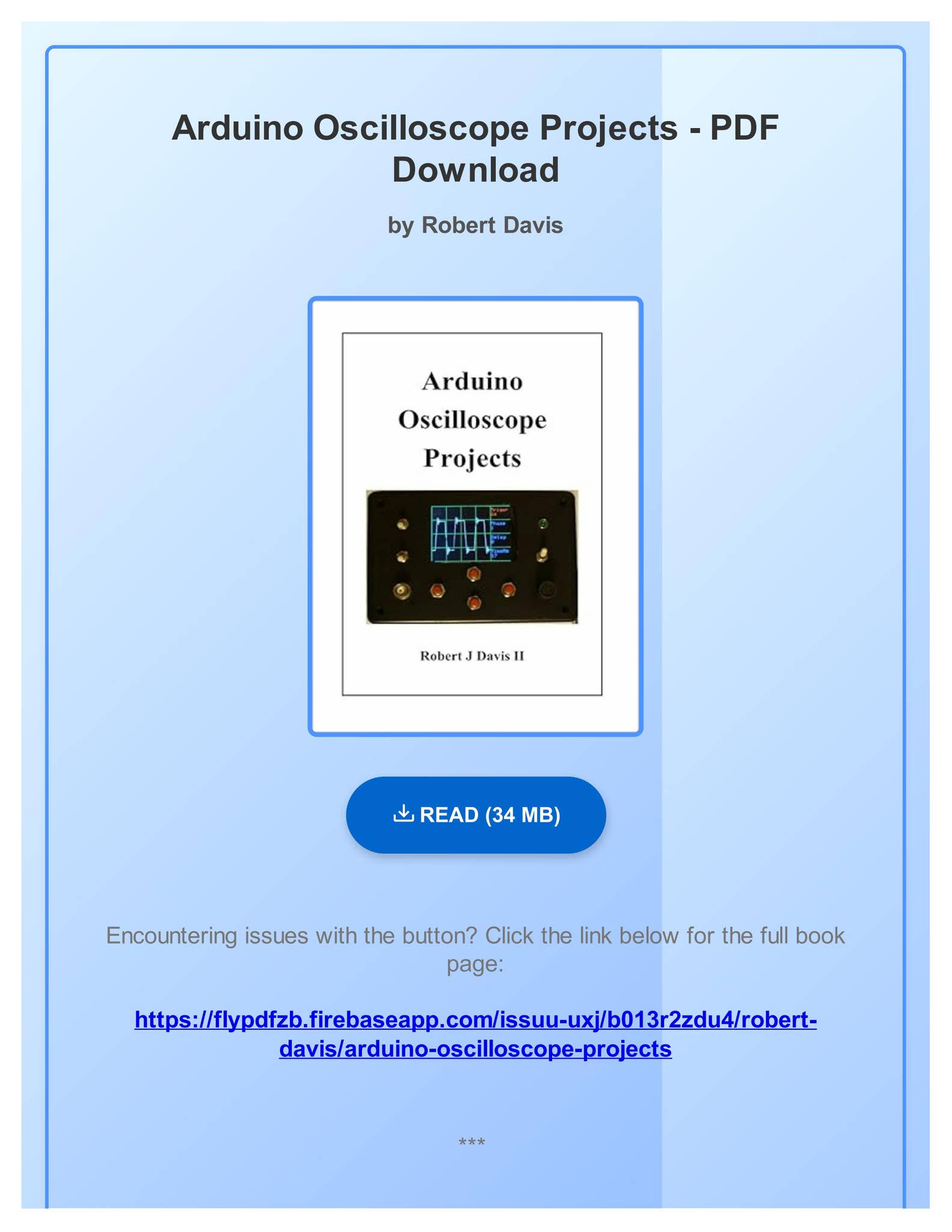 Ebook Free Arduino Oscilloscope Projects By Robert Davis By