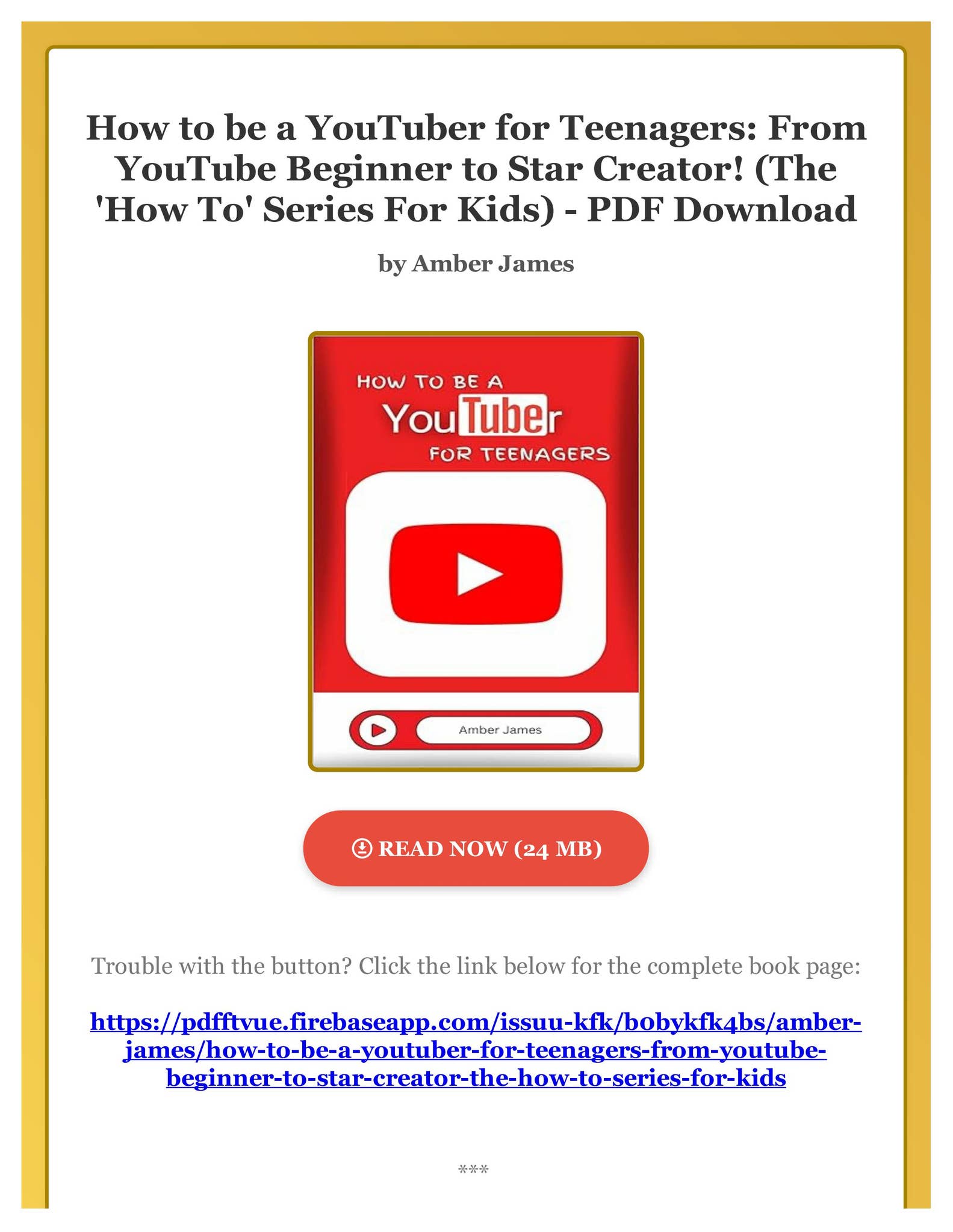 (PDF) How to be a YouTuber for Teenagers: From YouTube Beginner to Star ...