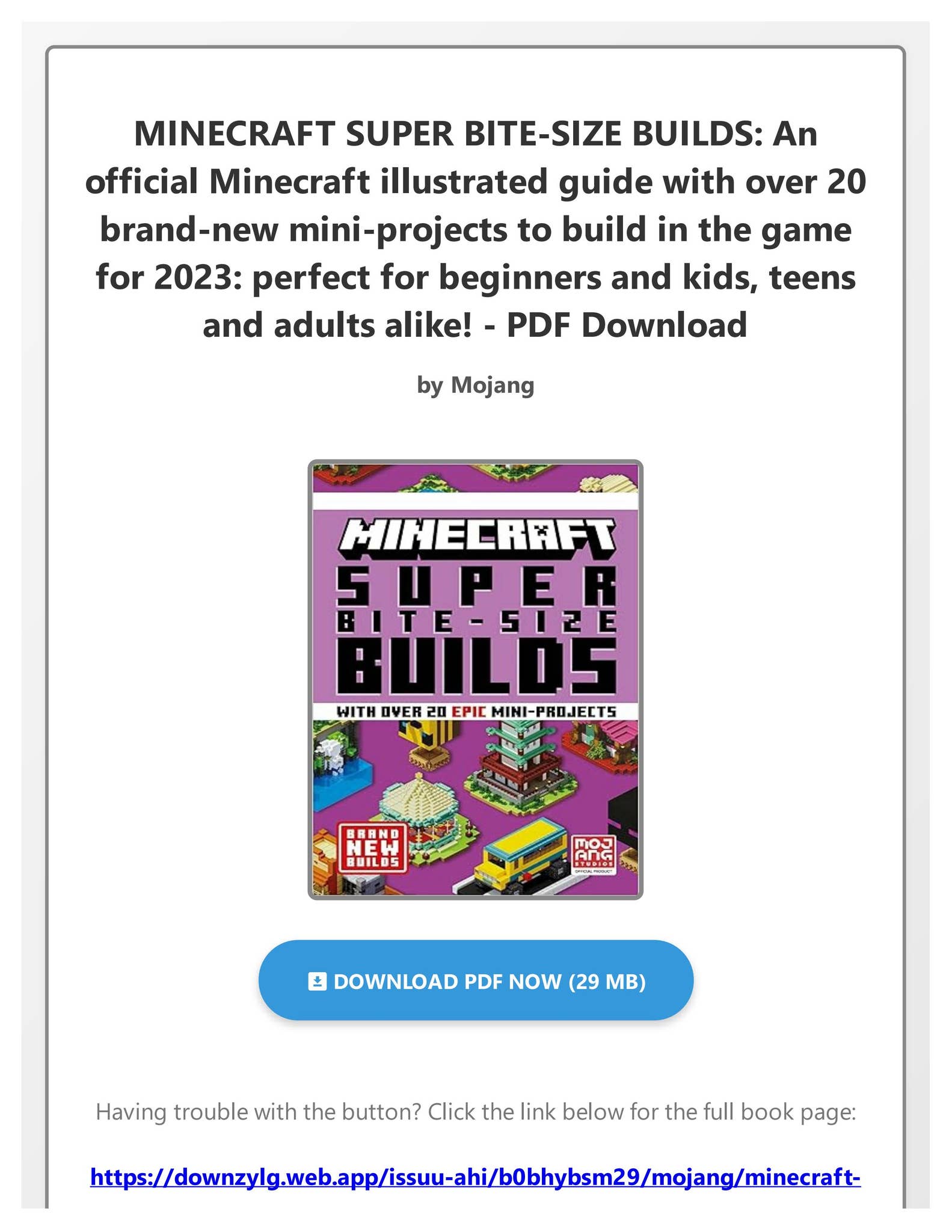 Free Pdf MINECRAFT SUPER BITE-SIZE BUILDS: An official Minecraft illustrated guide with over 20 ...
