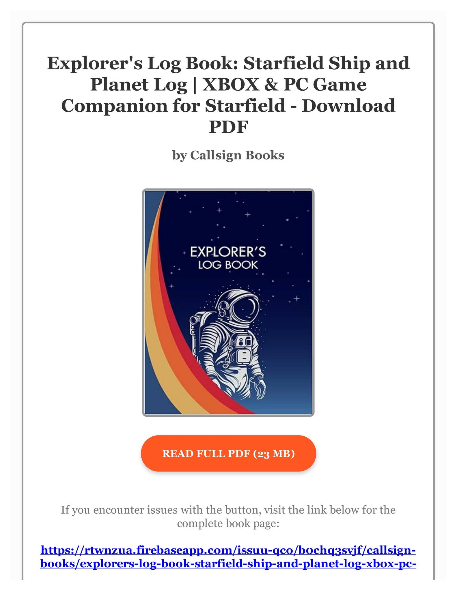 FREE PDF Explorer's Log Book: Starfield Ship and Planet Log | XBOX & PC ...