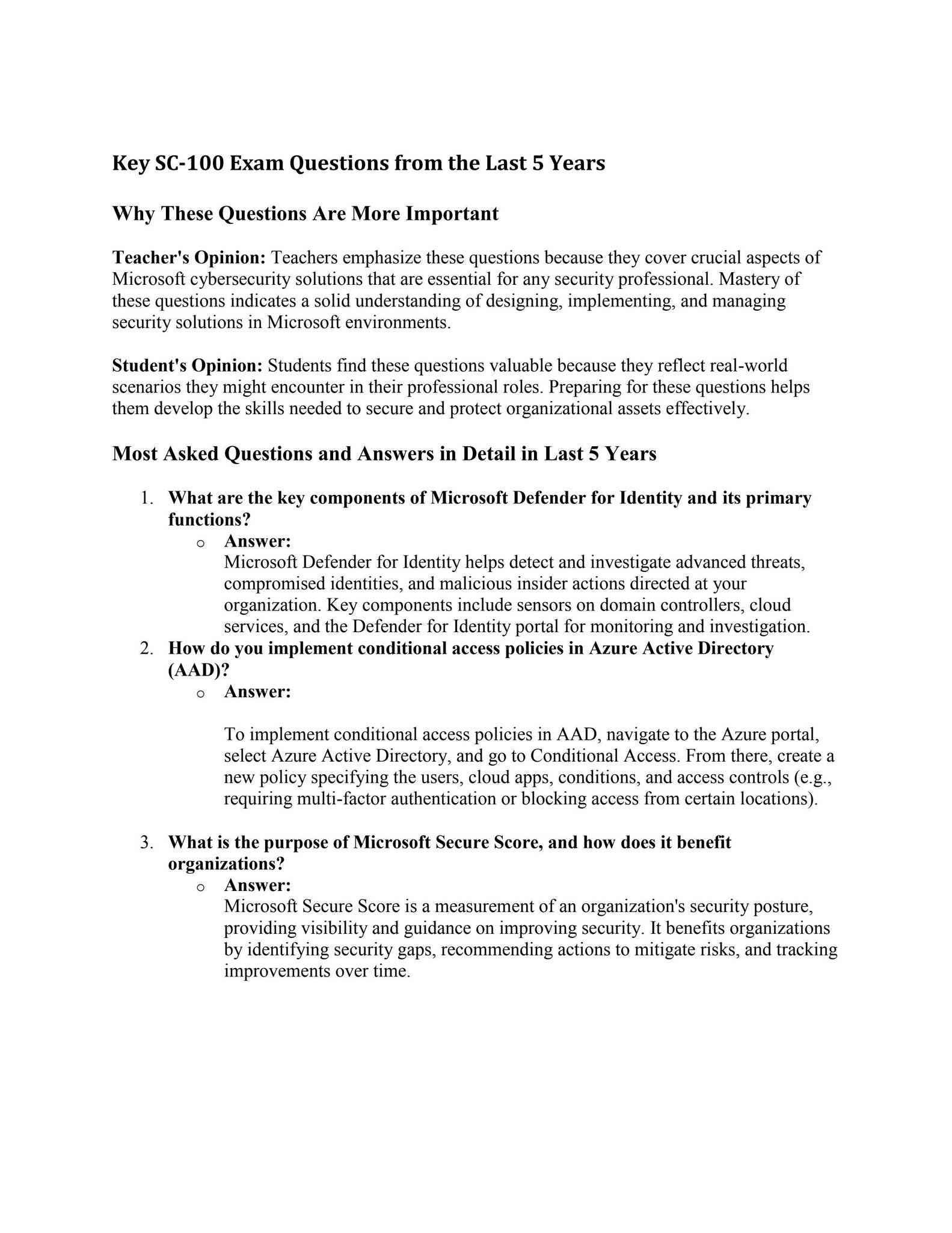 Key SC-100 Exam Questions from the Last 5 Years by James William - Issuu