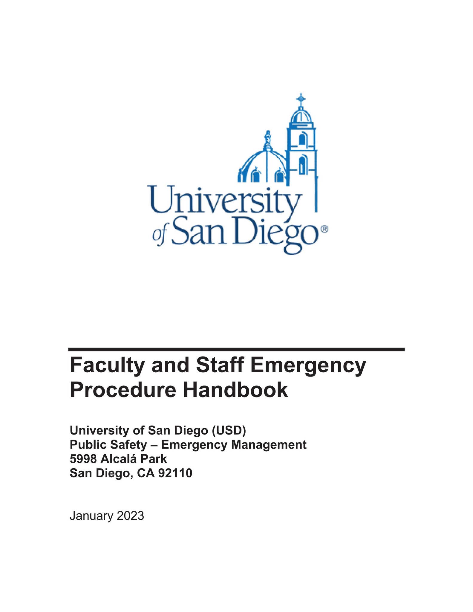 USD Faculty and Staff Emergency Procedure Handbook by University of San ...
