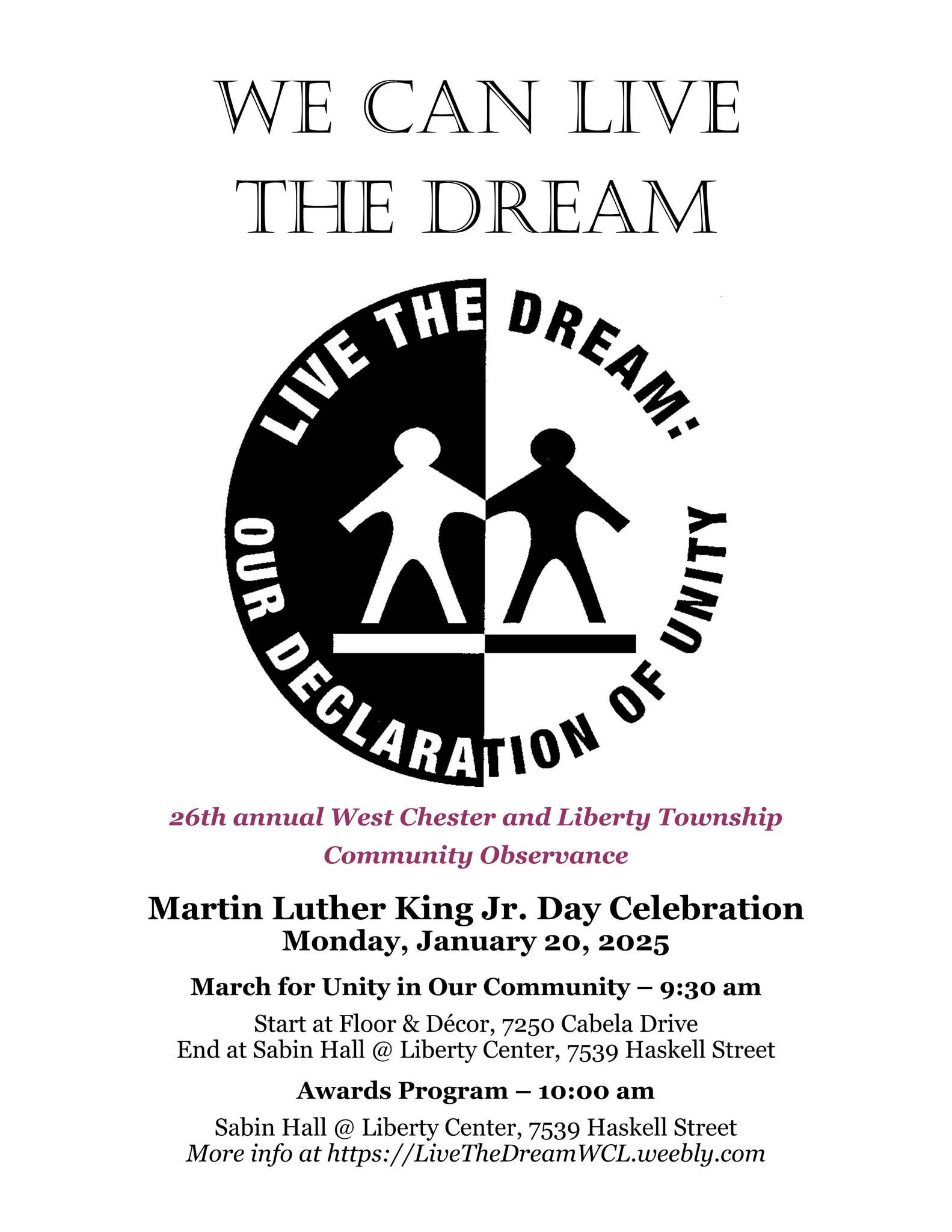 2025 Live The Dream: Our Declaration of Unity by WestChester Township ...