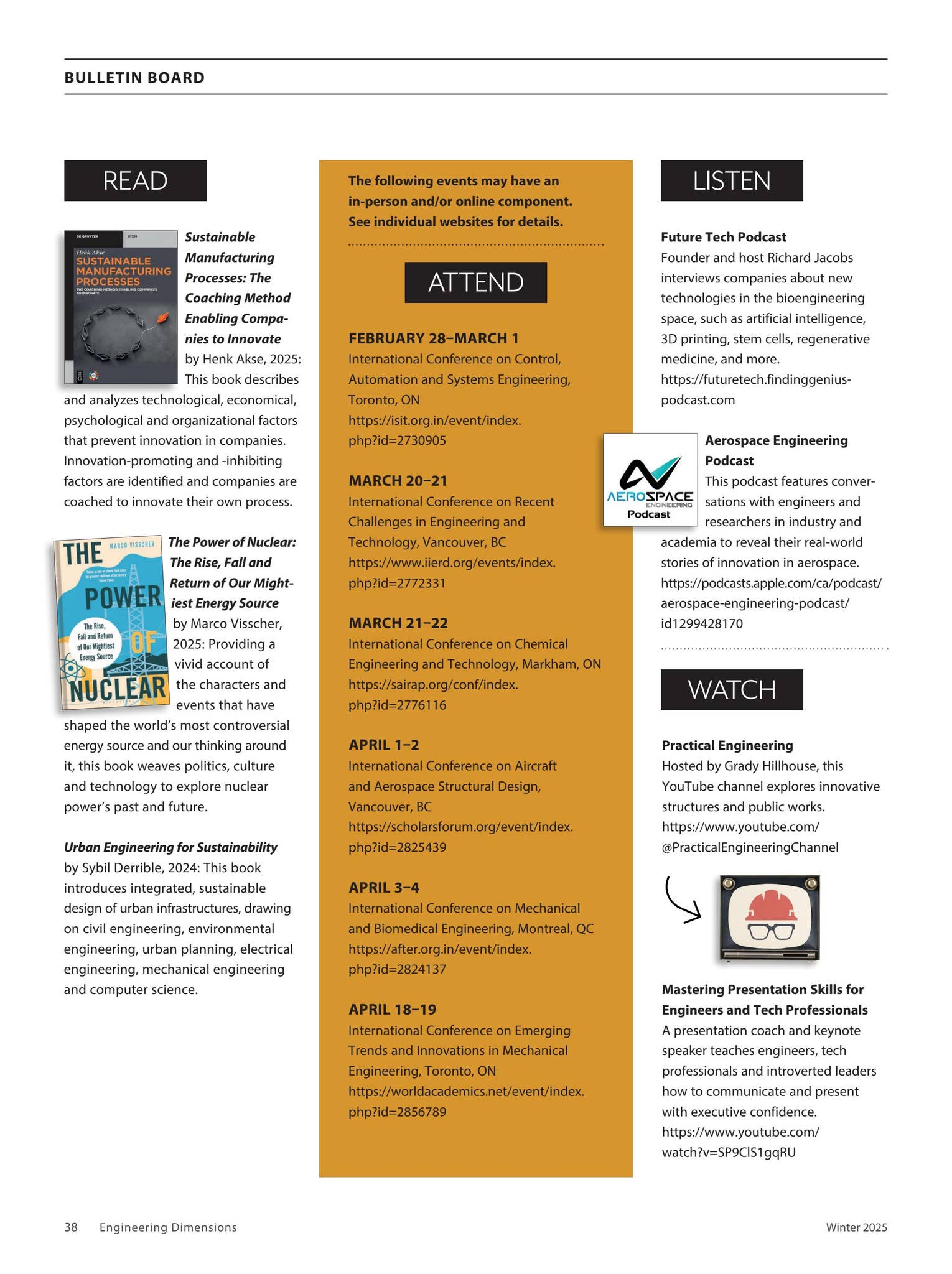 Engineering Dimensions Winter 2025 by Engineering Dimensions - Issuu
