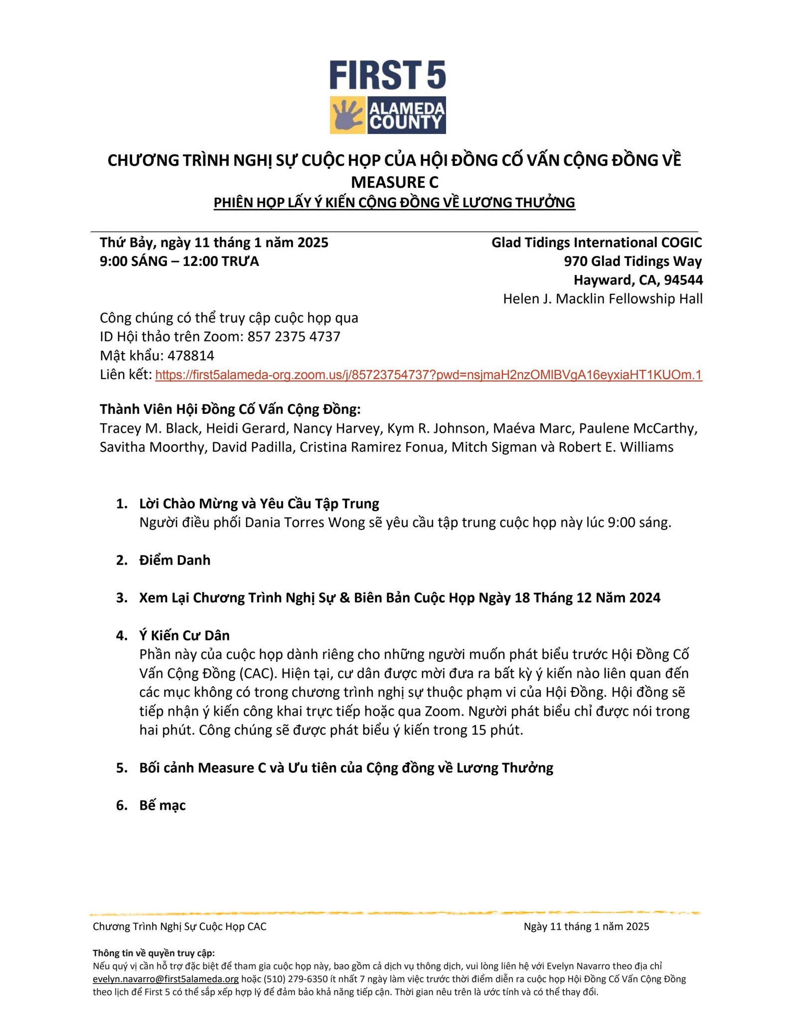 CAC Meeting Agenda January 11, 2025 - Vietnamese by first5alameda - Issuu